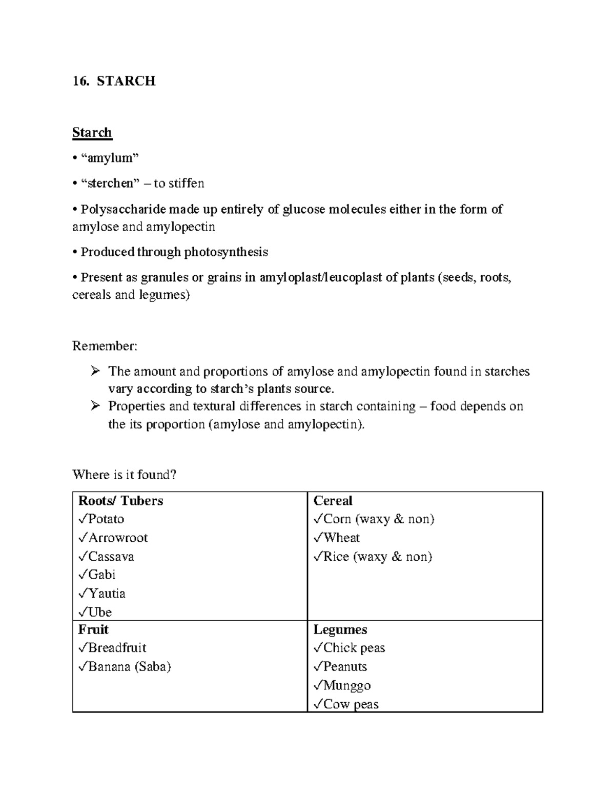 Chapter 16. Starch part 1 - 16. STARCH Starch