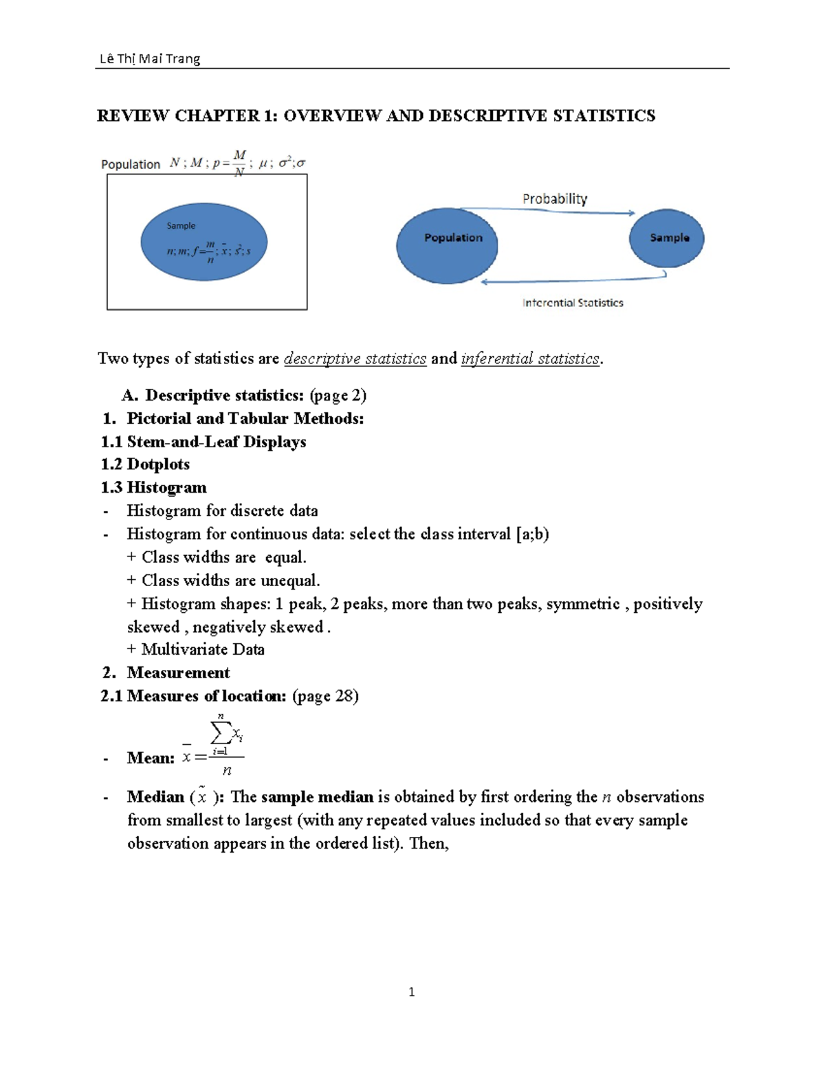 2022 Review all chapters - REVIEW CHAPTER 1: OVERVIEW AND DESCRIPTIVE ...