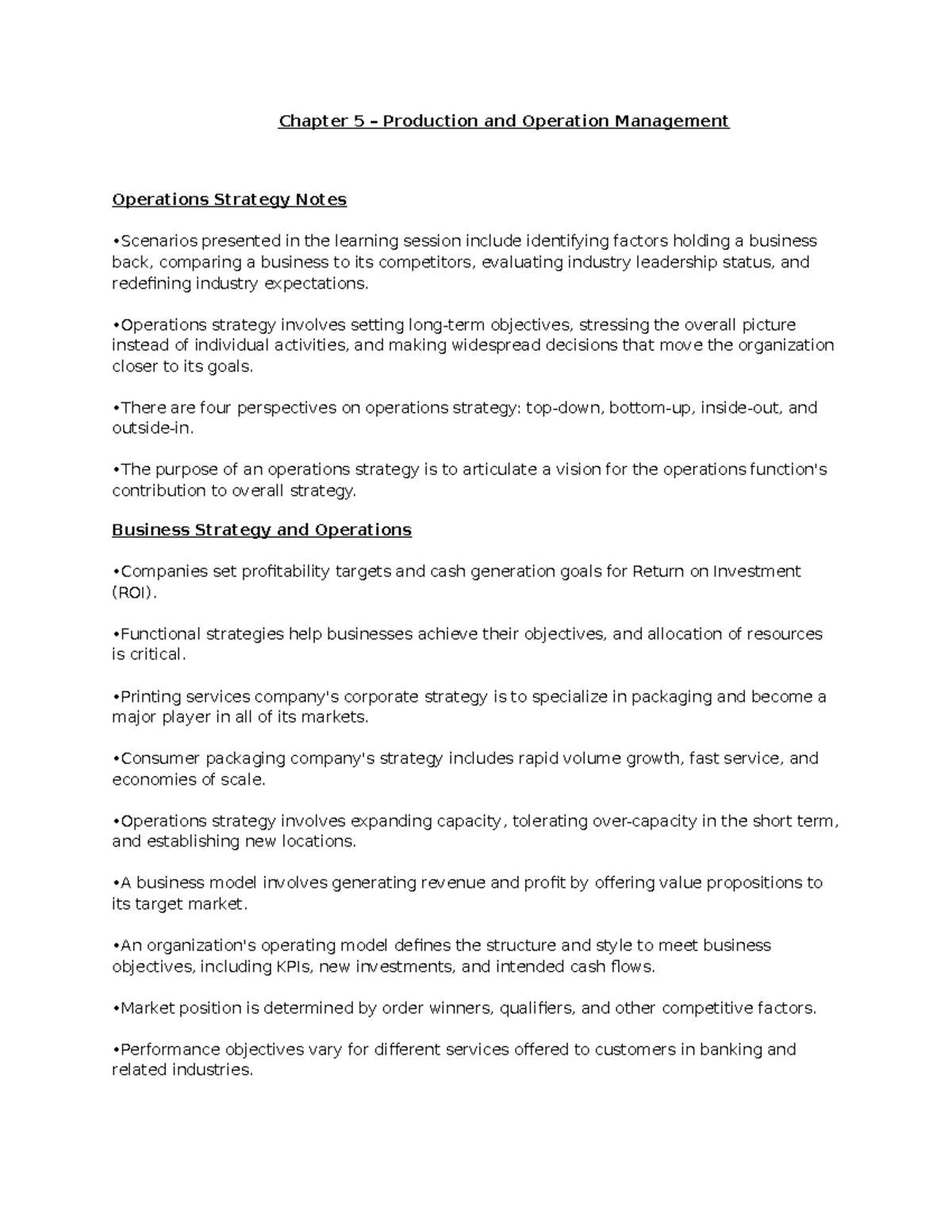 Chapter 5 - Production and Operation Management - Chapter 5 ...