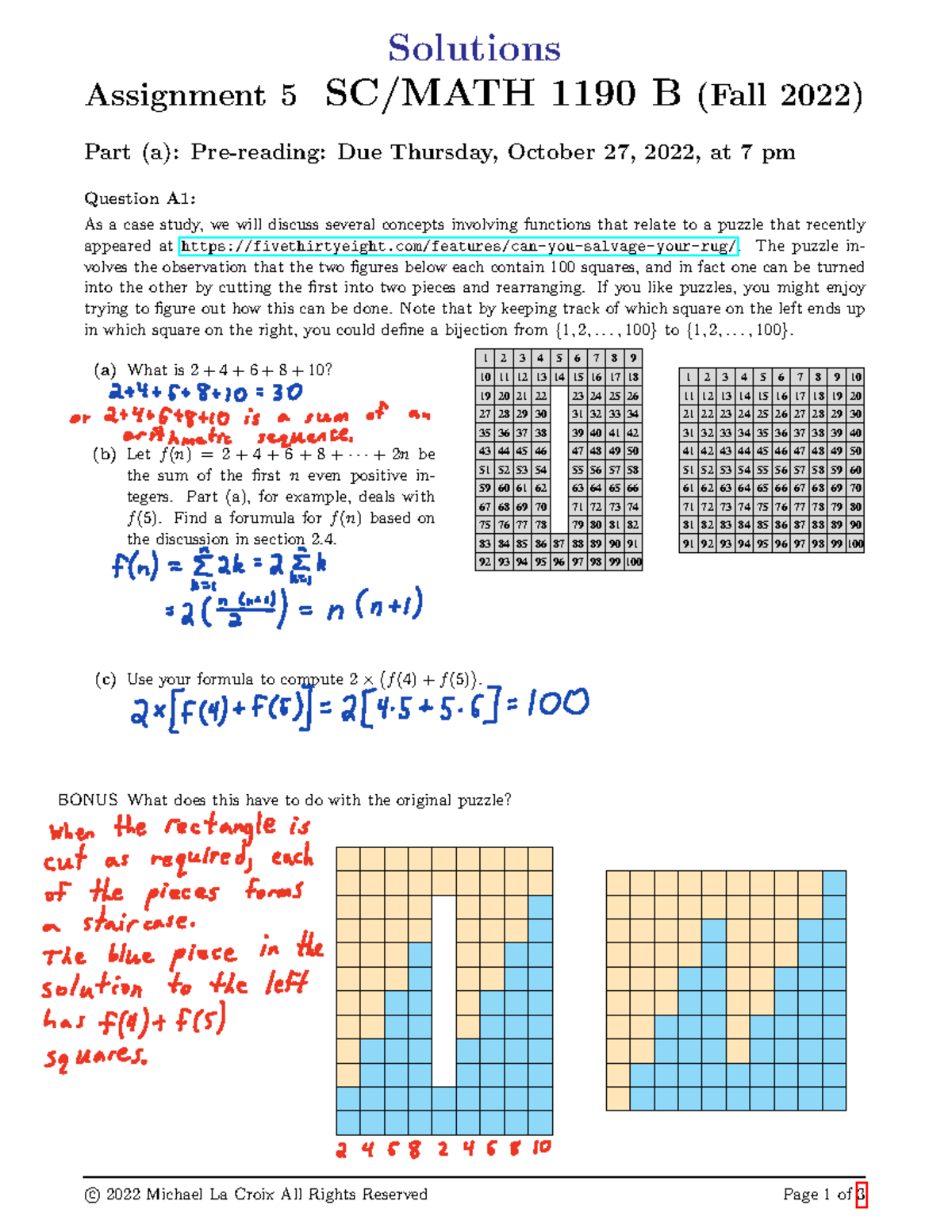 Assignment 5 Solutions Solutions Assignment 5 Sc Math 1190 B Fall 2022 Part A Pre