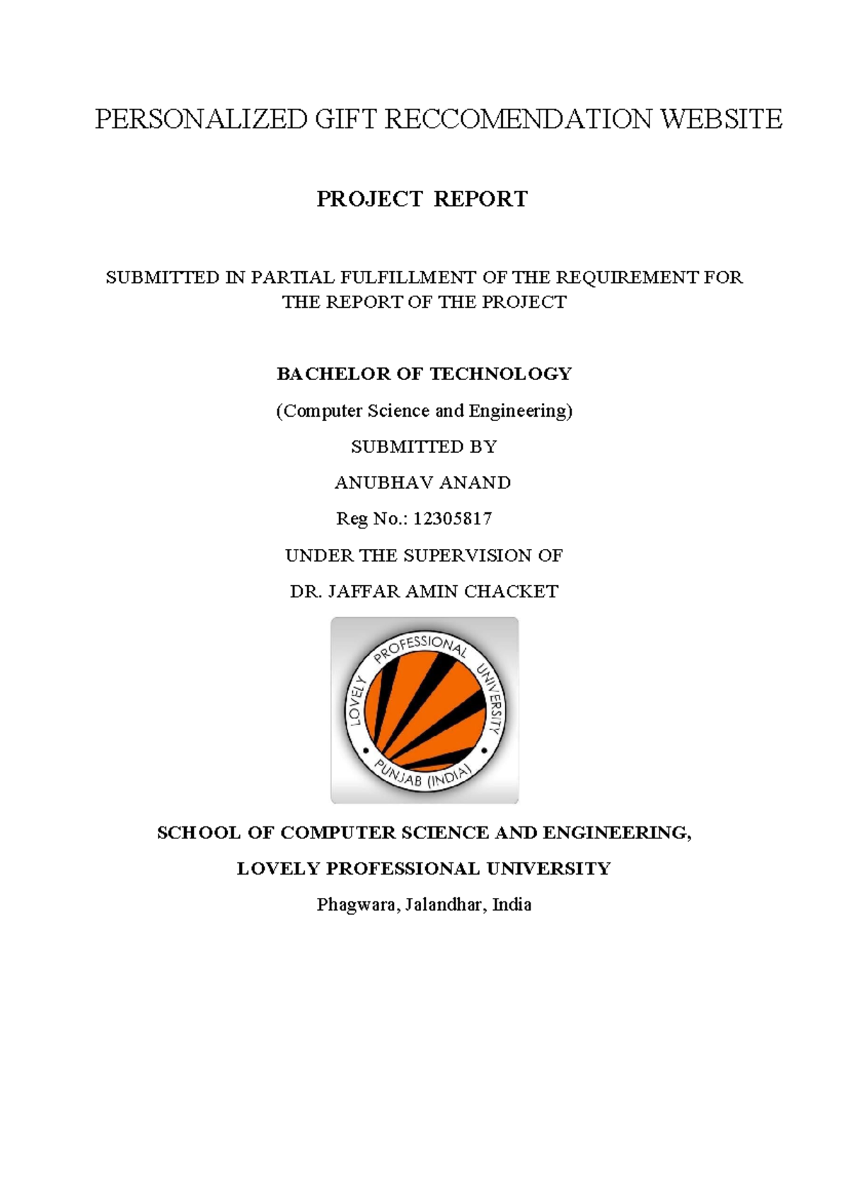 Anubhav - PERSONALIZED GIFT RECCOMENDATION WEBSITE PROJECT REPORT ...
