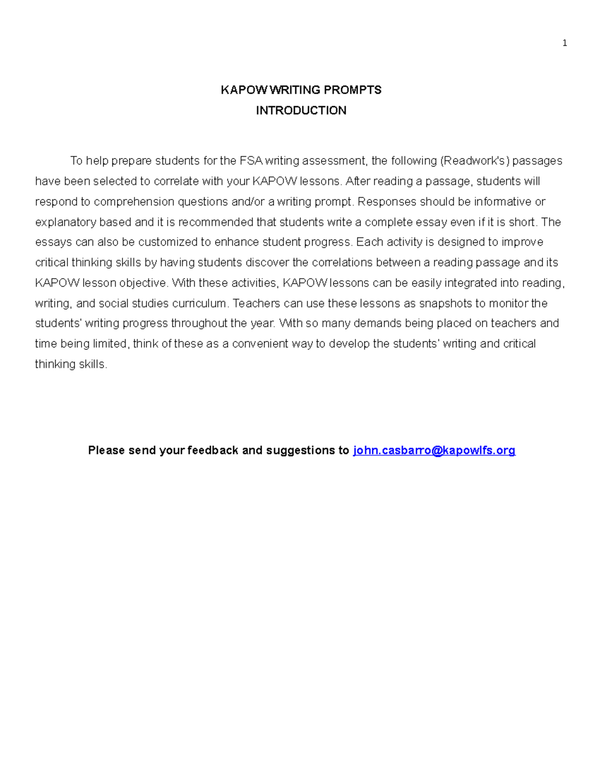 Resource writing prompts grades 6 81 1 - KAPOW WRITING PROMPTS ...