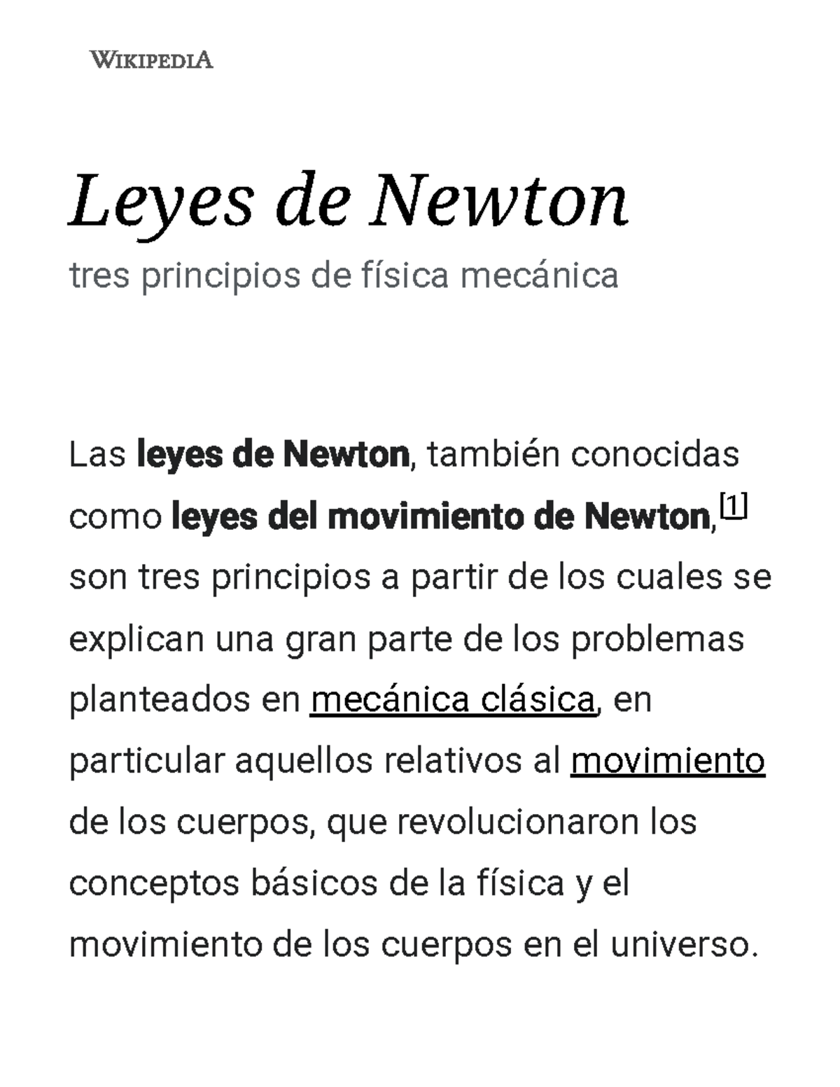 Leyes de Newton - Wikipedia, la enciclopedia libre - Leyes de Newton ...