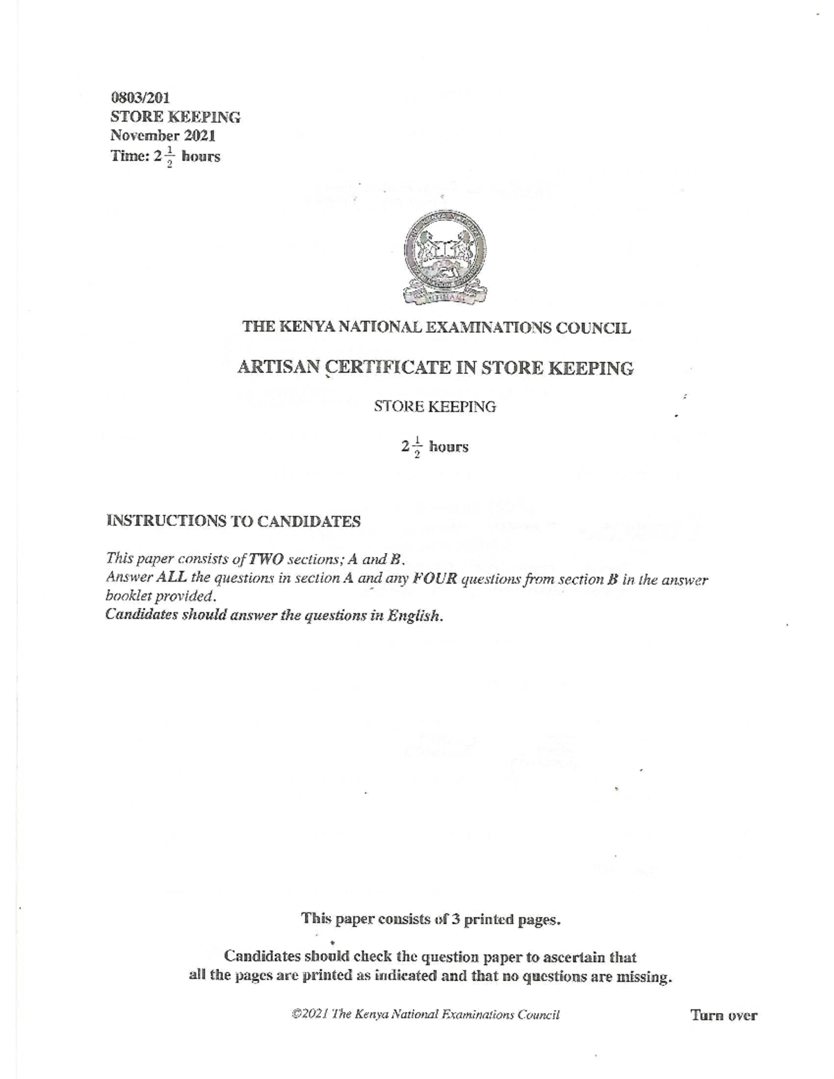 Store Keeping - Revision questions - Corporate Law - Studocu