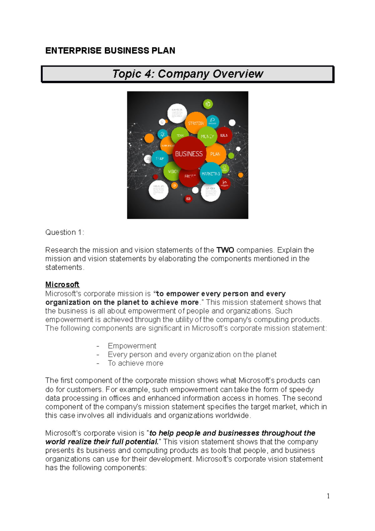 Tutorial EBP Topic 4 - Company Overview - ENTERPRISE BUSINESS PLAN ...