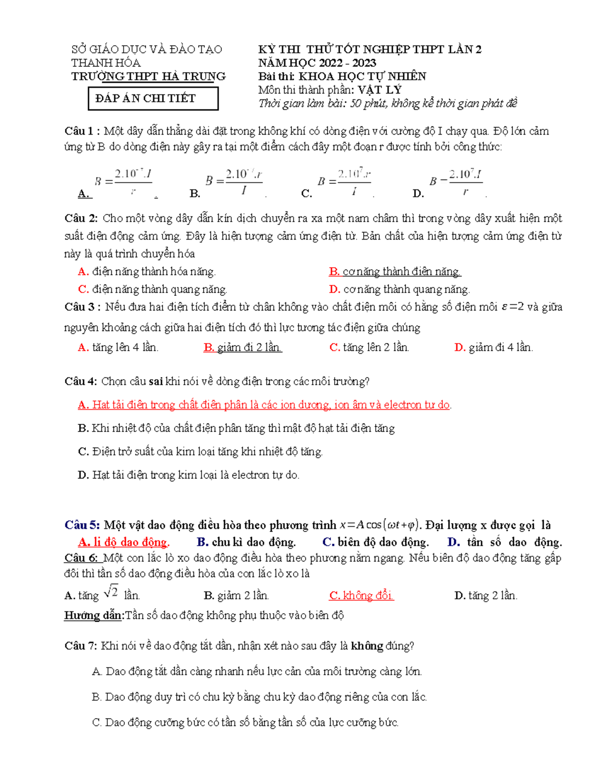Dap an chi tiet - dfghjk - SỞ GIÁO DỤC VÀ ĐÀO TẠO THANH HÓA TRƯỜNG THPT ...
