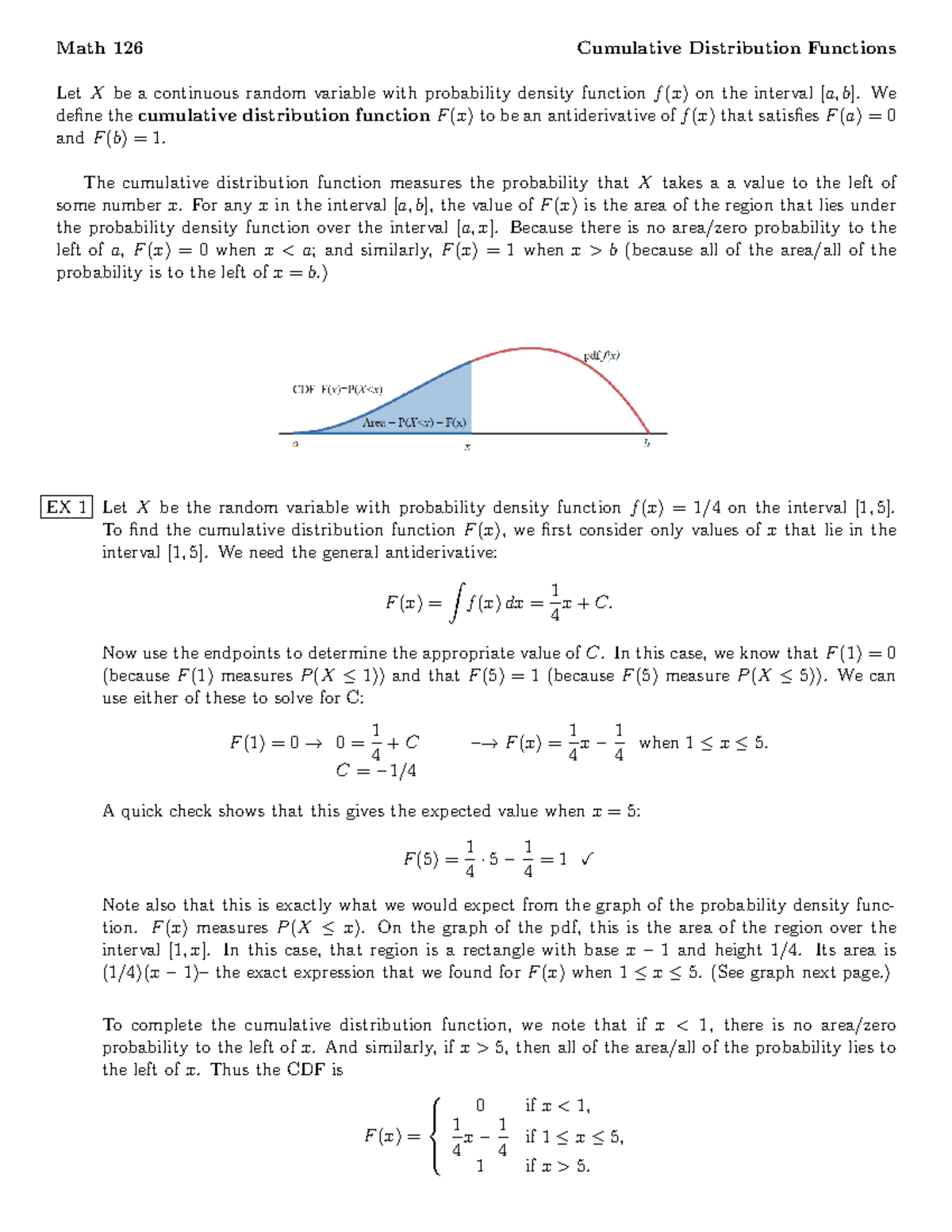 Cumulativedistributionfunctions - Math 126 Cumulative Distribution ...