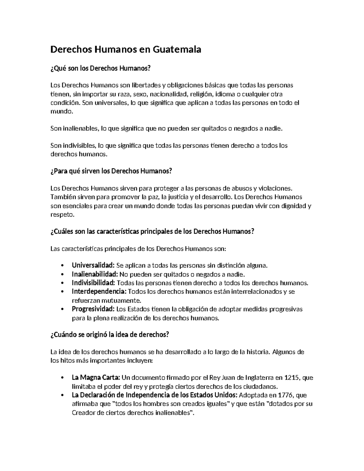Repaso humanistica - Derechos Humanos en Guatemala ¿Qué son los ...