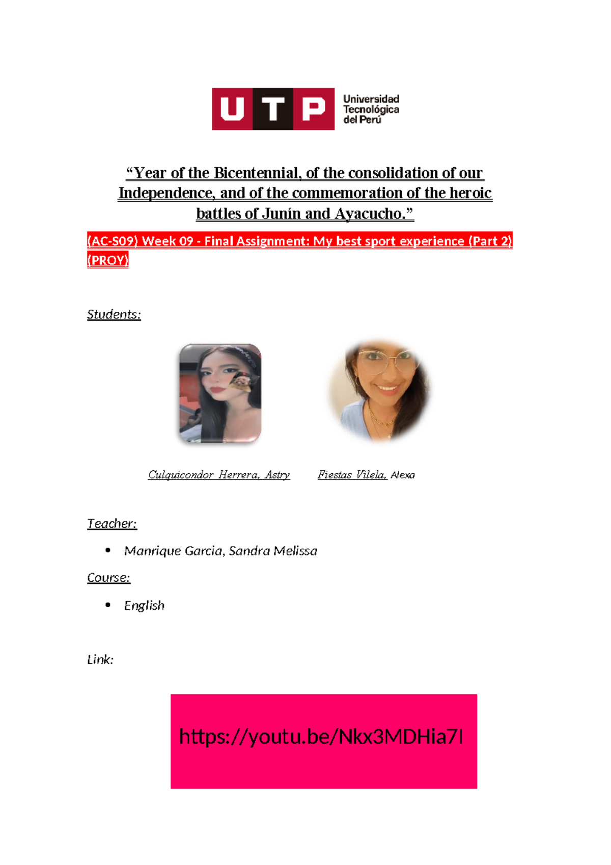 (AC-S09) Week 09 - Final Assignment My best sport experience (Part 2) (PROY) - youtu/Nkx3MDHia7I ...