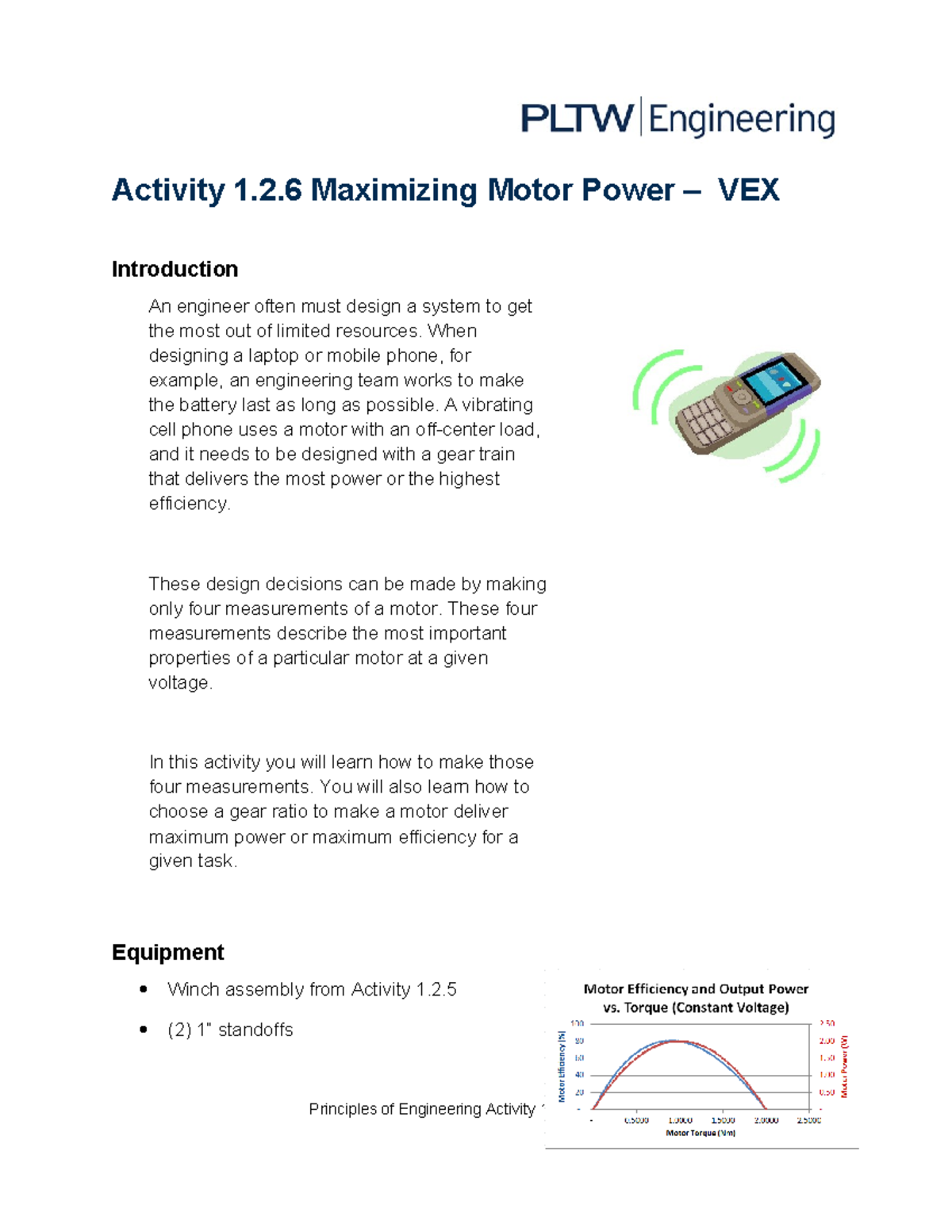 1.2.6.A.VEX Maximizing Motor Power - Activity 1.2 Maximizing Motor Power – VEX Introduction An ...
