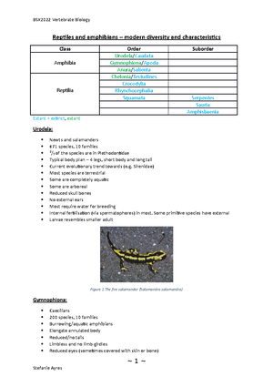 Revision notes - reptiles - Vertebrate biology revision Reptiles and ...