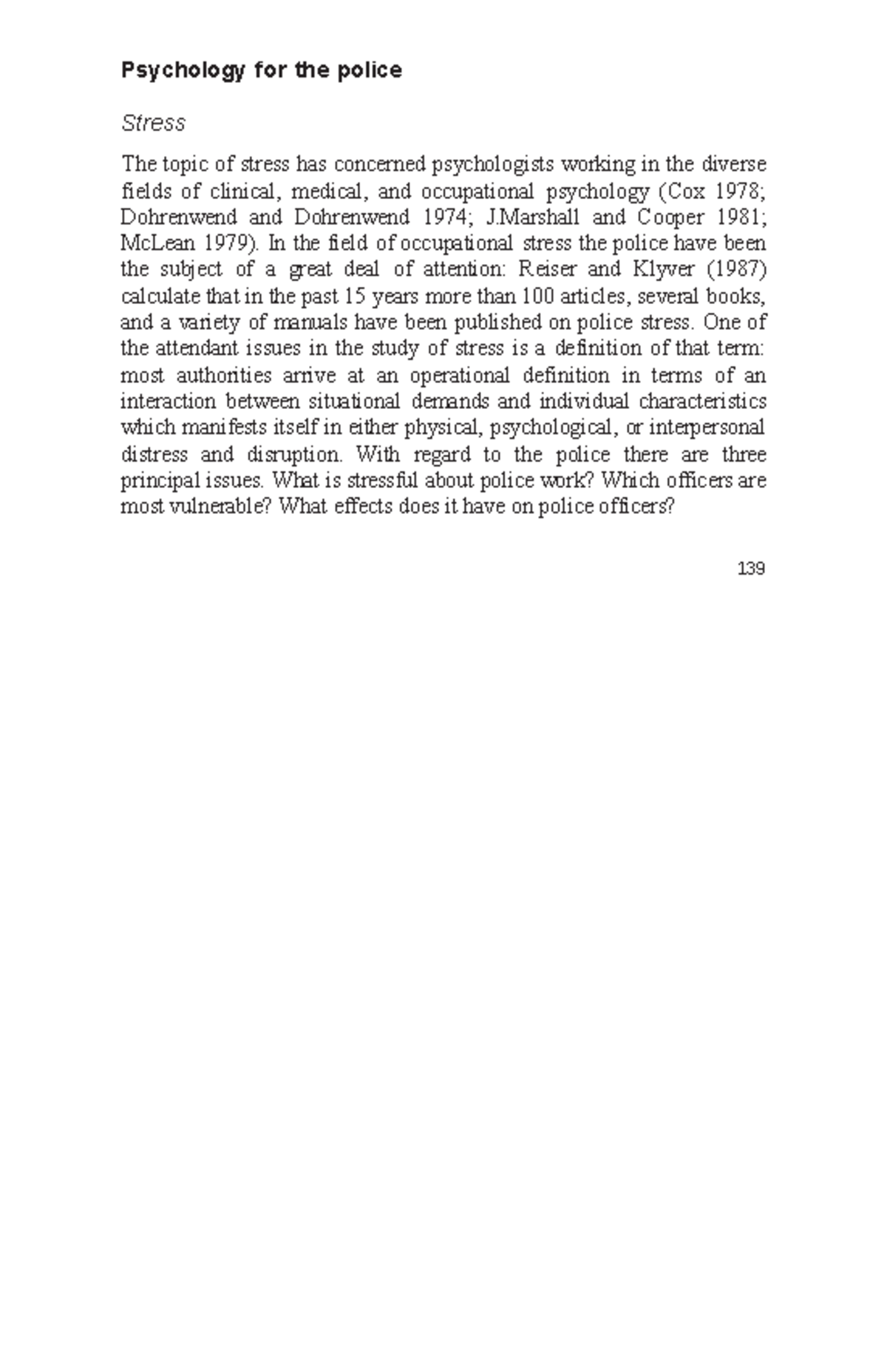 Psychology for the police - Psychology for the police Stress The topic ...