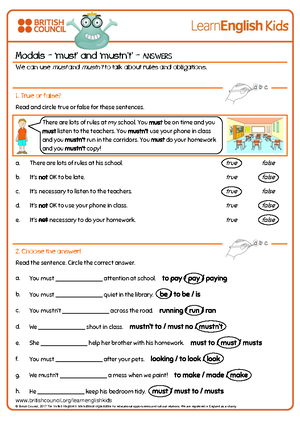 Grammar practice modals must and mustnt worksheet - britishcouncil ...