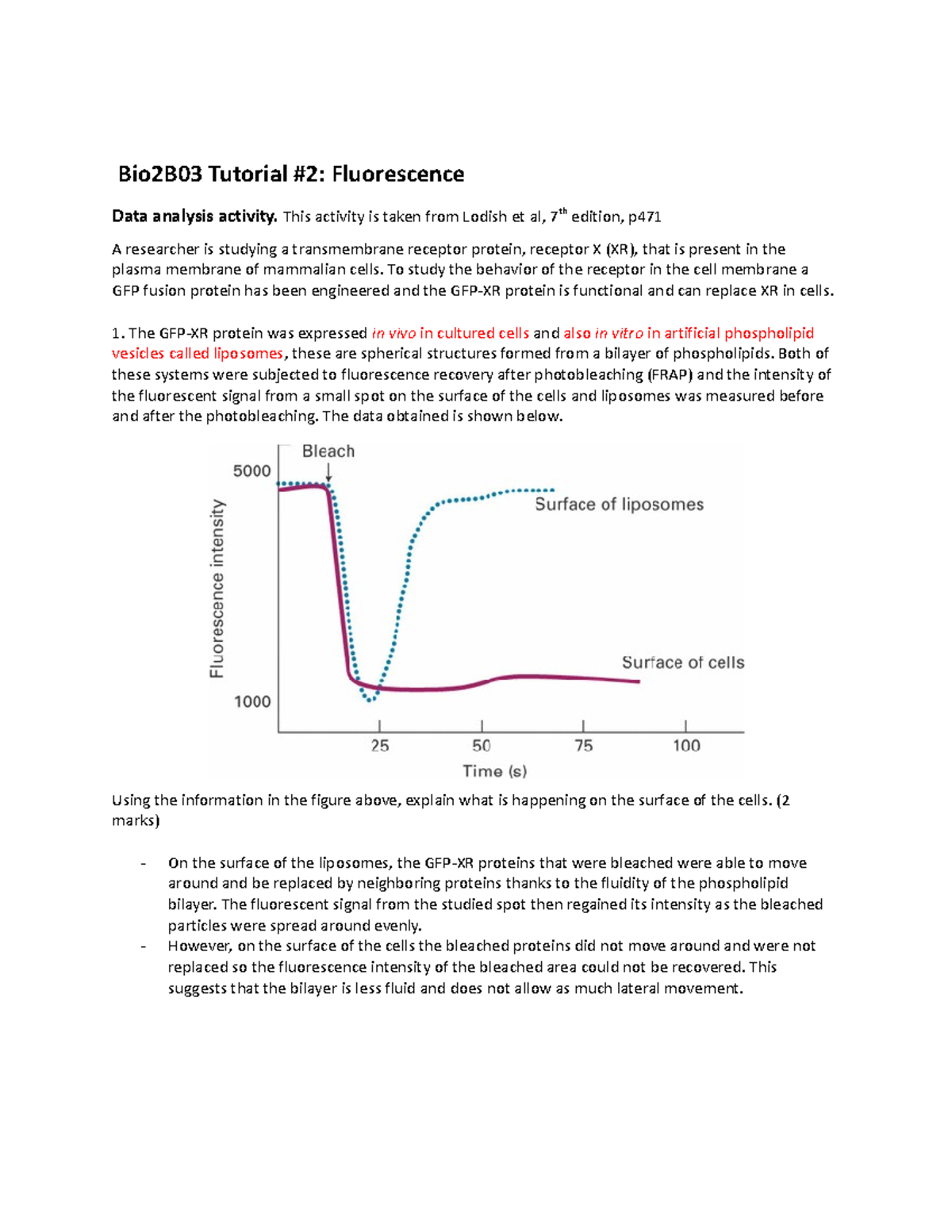 Tutorial Assignment 2 - Fluorescence - Bio2B03 Tutorial #2 ...