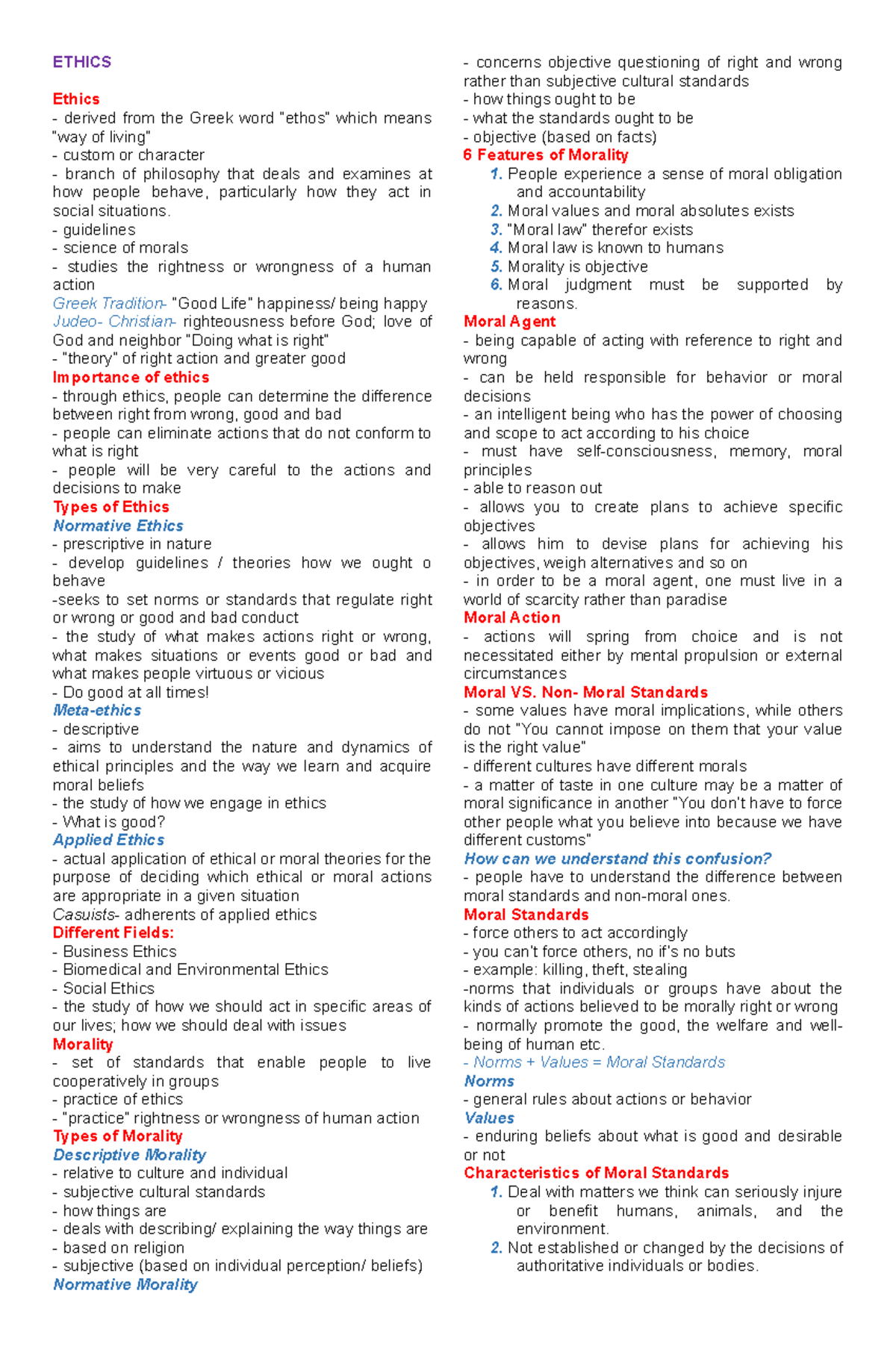 Reviewer- Ethics - ETHICS Ethics derived from the Greek word “ethos ...