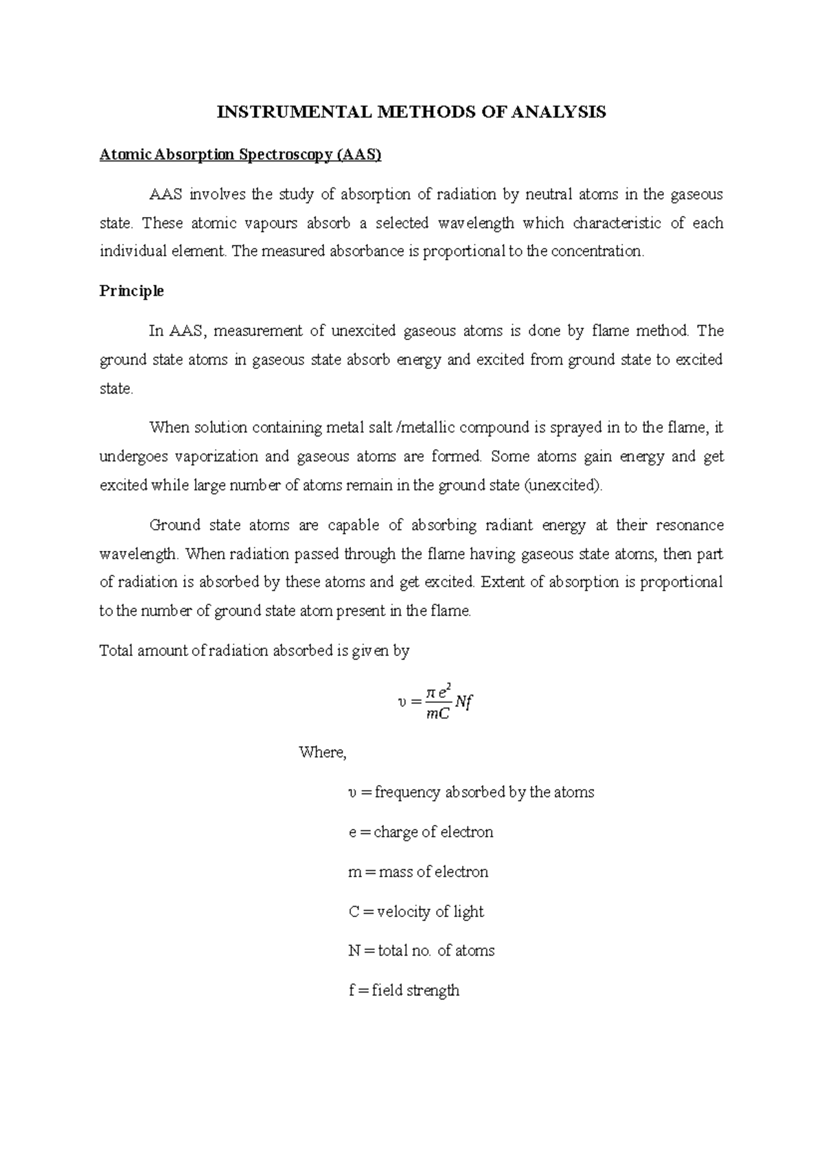 Instrumental methods - AAS,FES etc - INSTRUMENTAL METHODS OF ANALYSIS ...