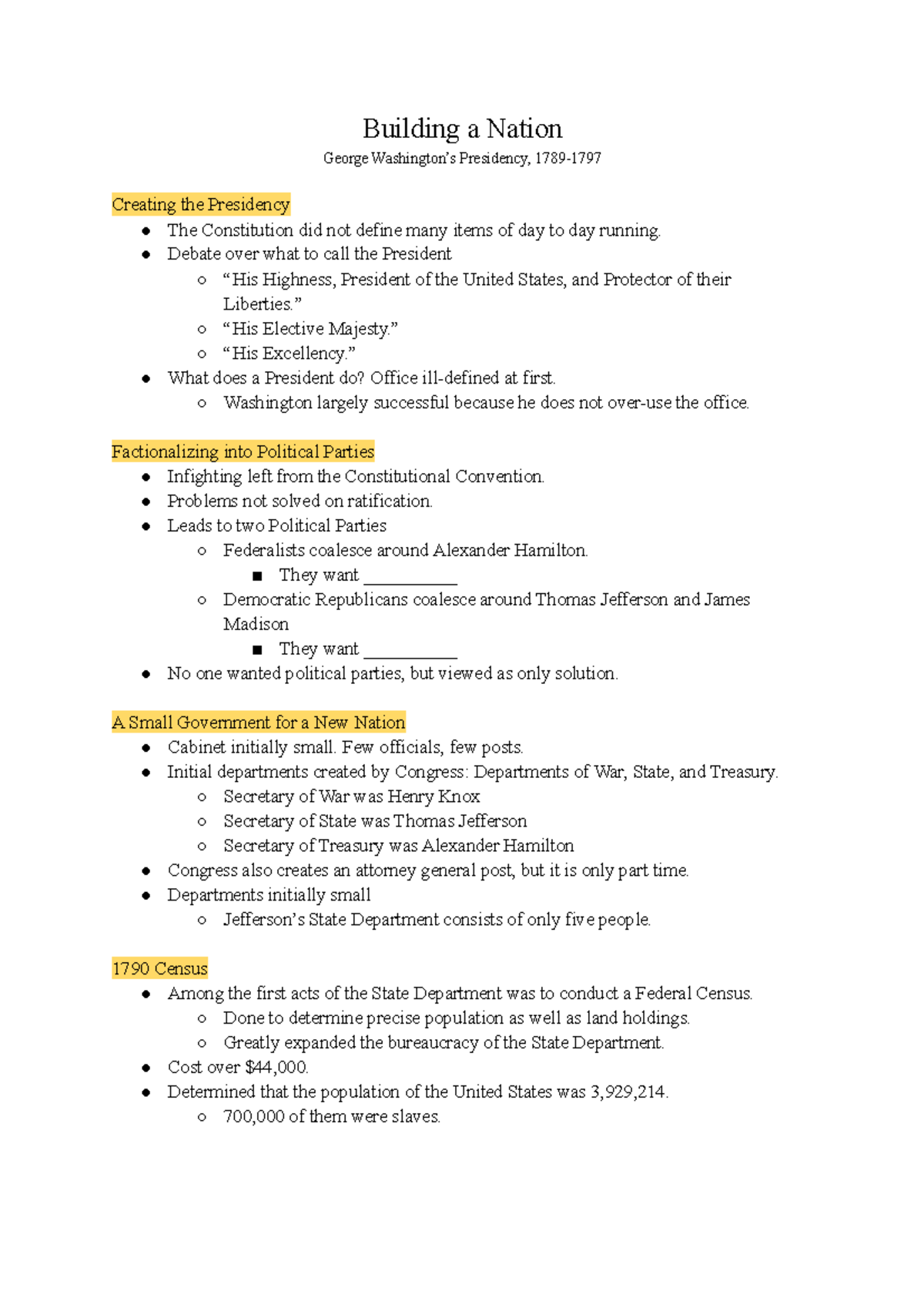 L6 - Building a Nation - Building a Nation George Washington’s ...