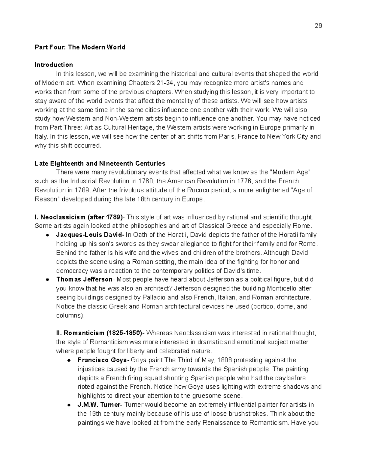 Part 4 - Part Four Art Appreciation - Part Four: The Modern World ...