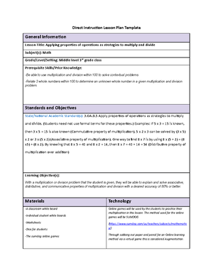 Math Methods Lesson Plan - Part One: Tools A. Tool #1 – Base 10 Blocks ...