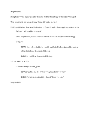 CS-205 Coral Found. in Software 4.2 project one milestone - Variables: randomNum eggTotal ...