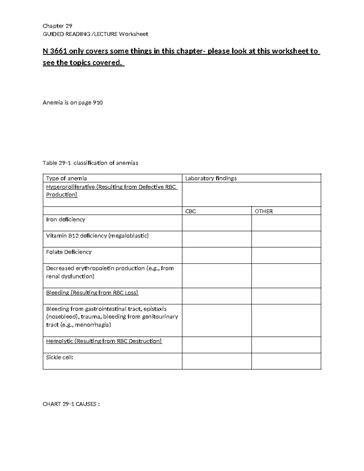 Anemia - guided readings - GUIDED READING /LECTURE Worksheet N 3661 ...