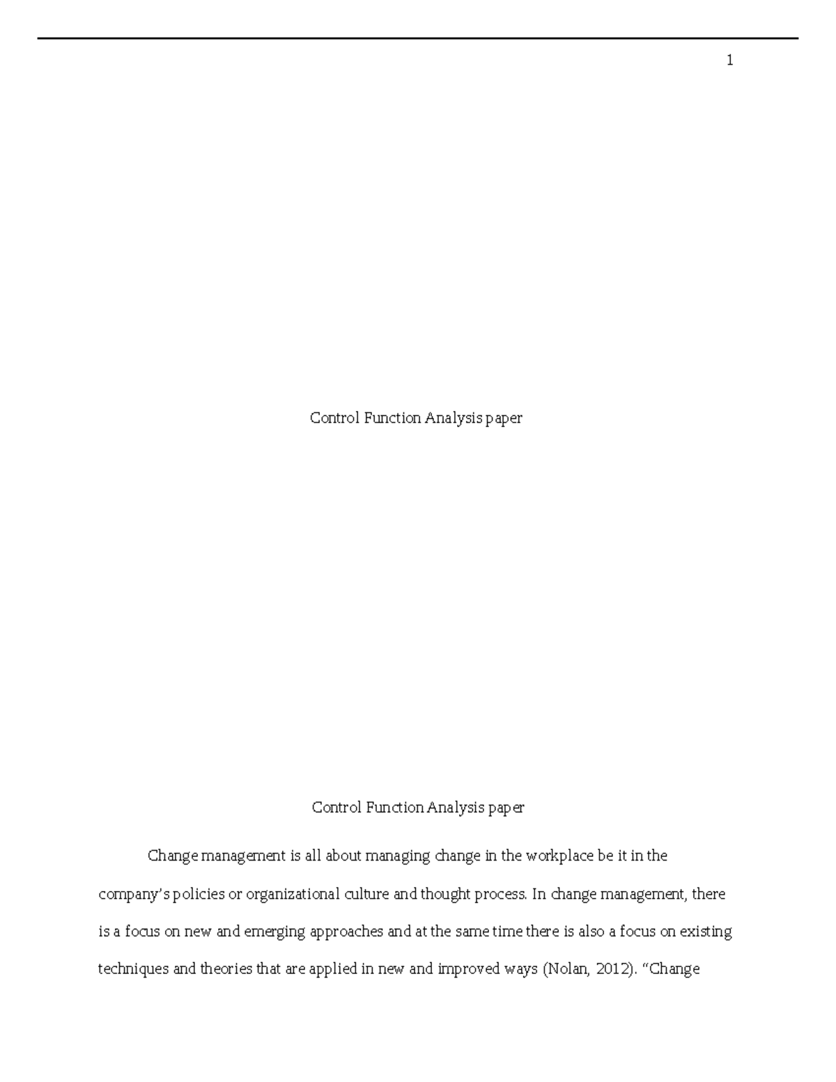 Control Function Analysis paper 1 - 1 Control Function Analysis paper ...