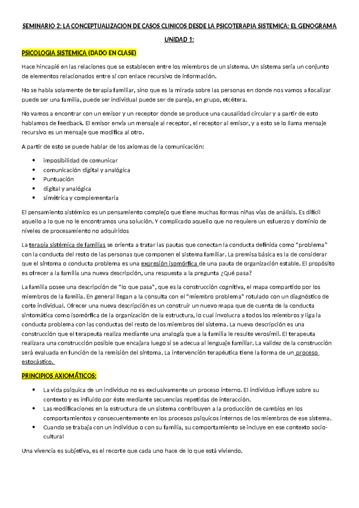 Unidad 1 Seminario 2 Resumen De Clase Seminario 2 La