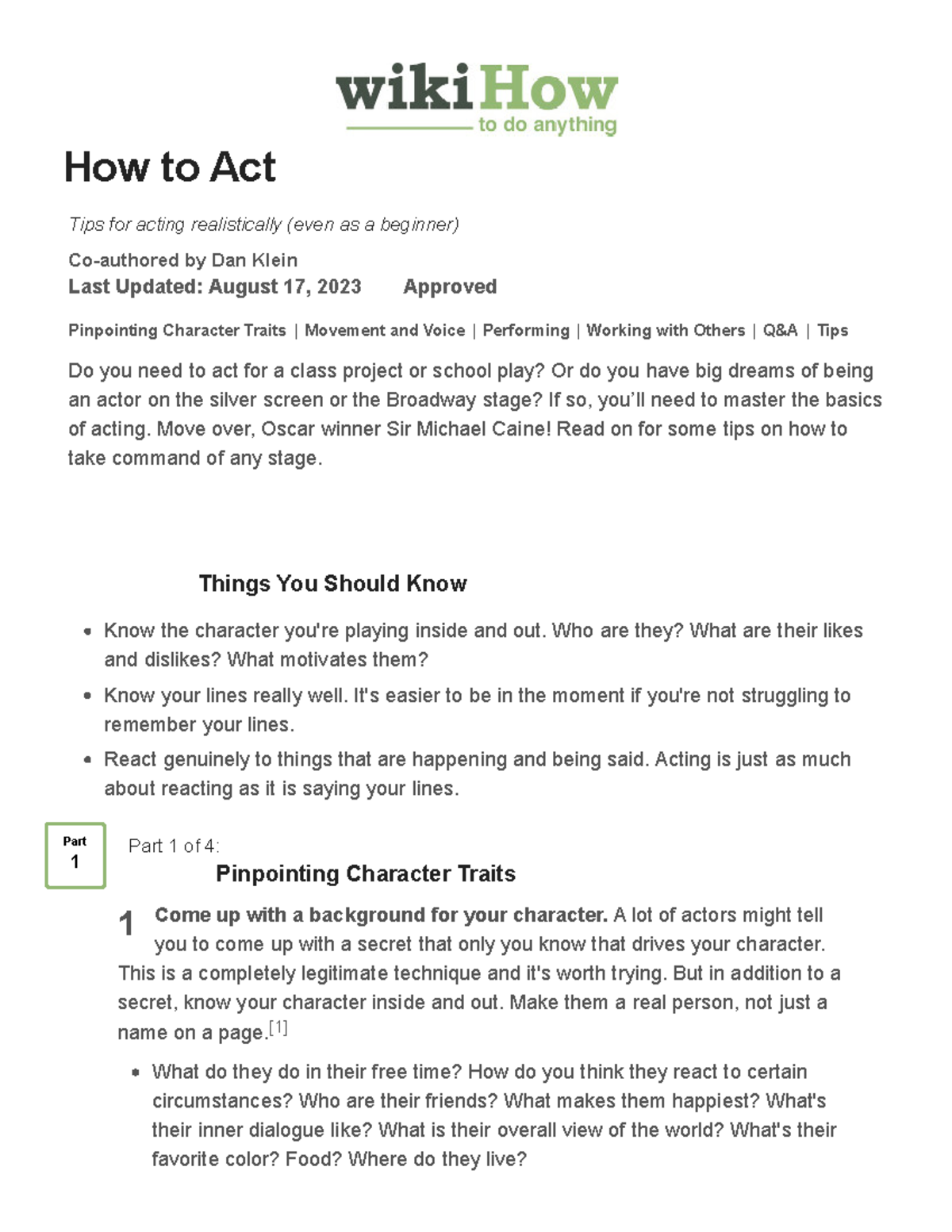 How to Act (with Pictures) - wiki How - How to Act Tips for acting ...