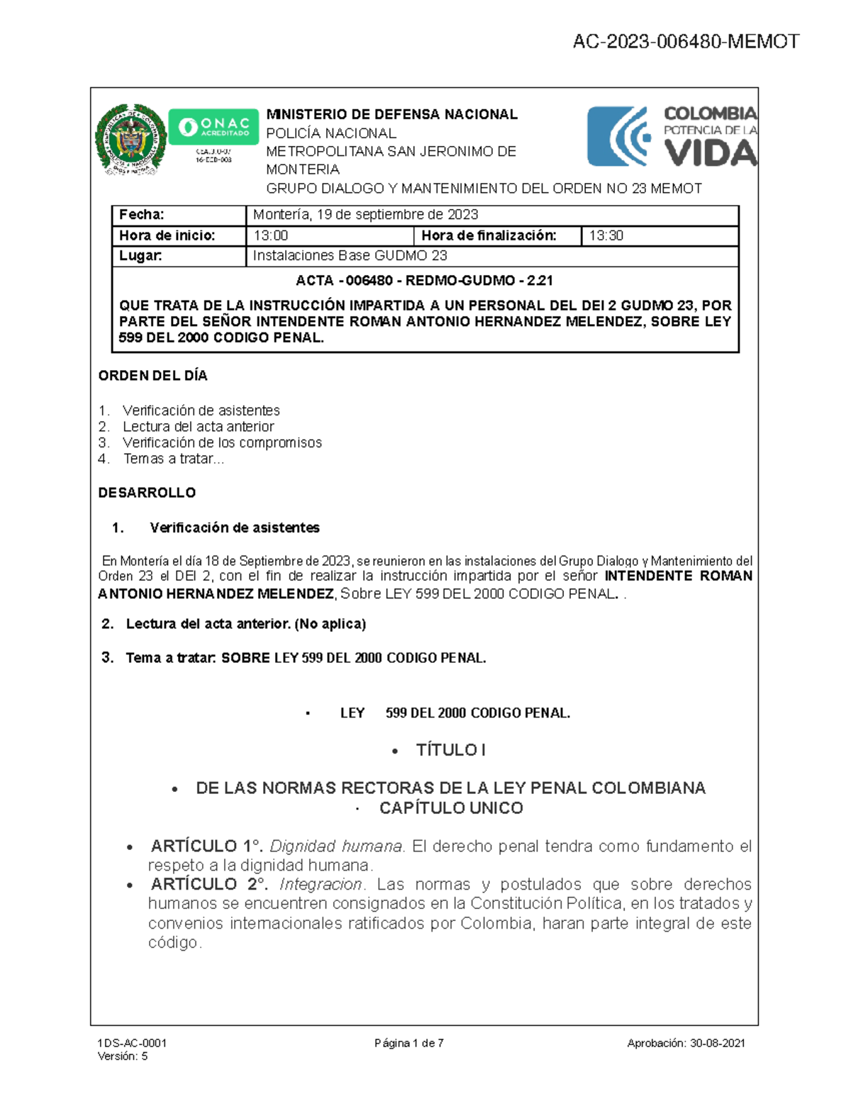 AC 2023 006480 Memot - bien muy bien - ####### 1DS-AC- 0001 Página 1 de ...