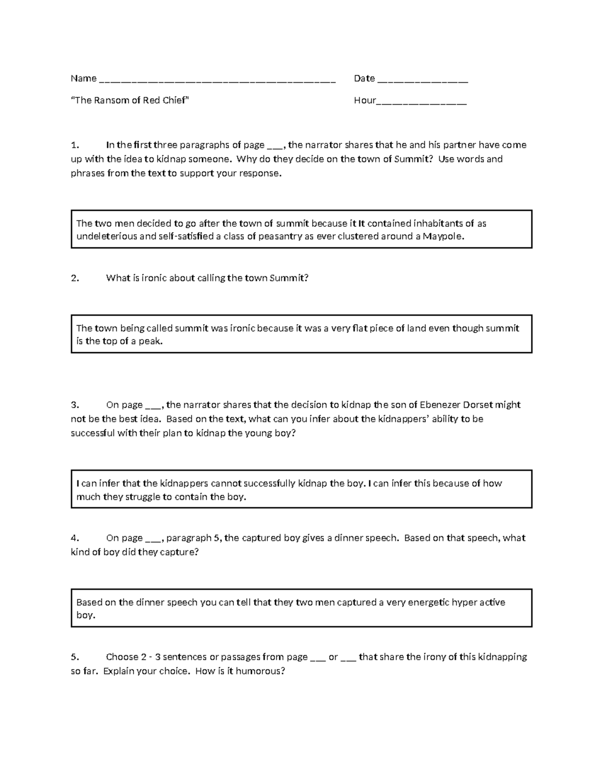 Reading check Questions - Name ...