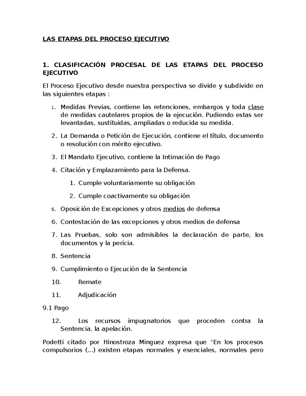 193865014 Las Etapas Del Proceso Ejecutivo - LAS ETAPAS DEL PROCESO EJECUTIVO 1. CLASIFICACIÓN ...