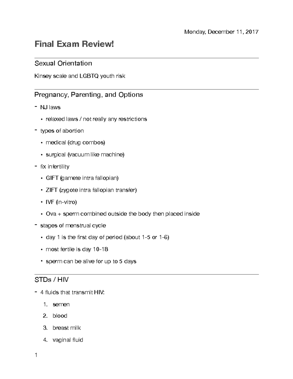 Final exam reviews - Monday, December 11, 2017 Final Exam Review ...