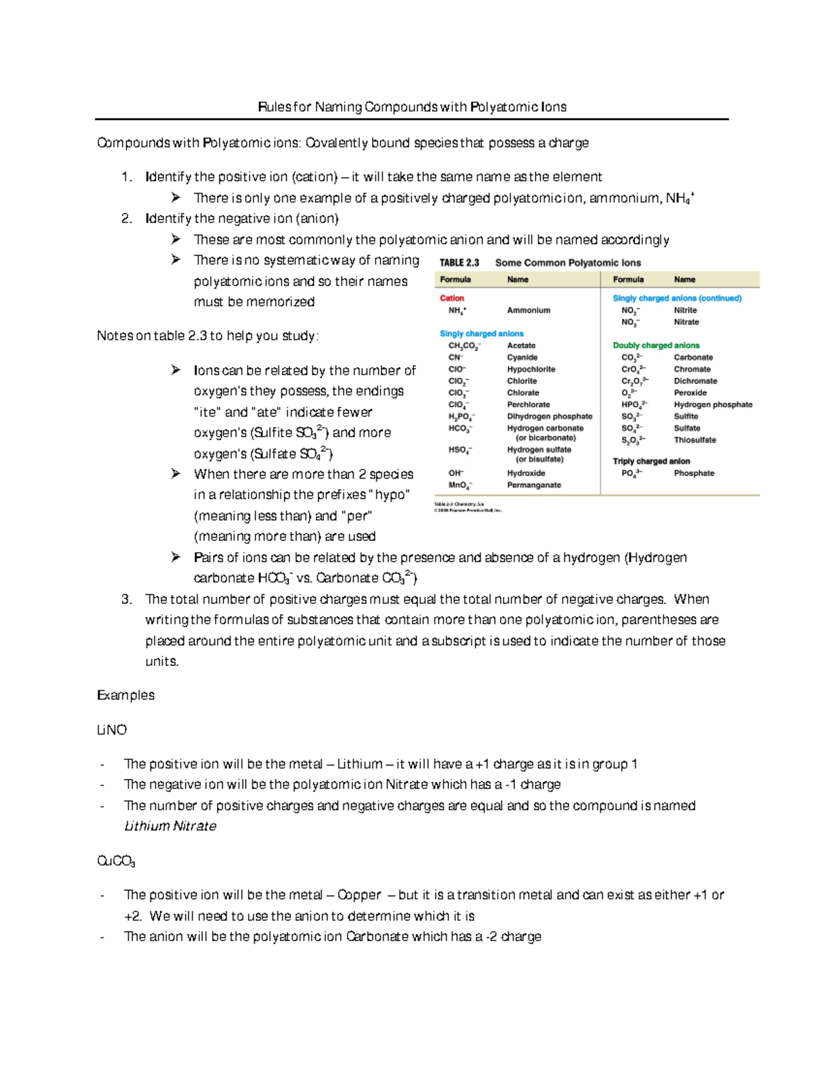 Naming Compounds 3 - Lecture note week 1 - Rules for Nam ing Com pounds ...