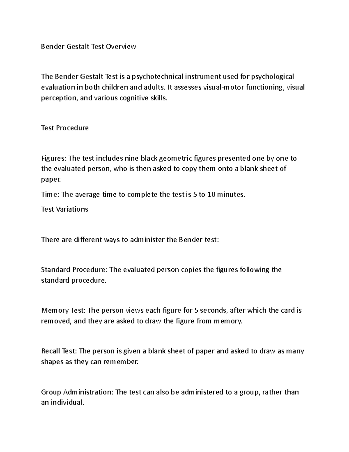 Bender Gestalt - hope it helps someone. - Bender Gestalt Test Overview ...