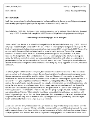 Reflective essay in work immersion - As a student who's aiming to be a ...