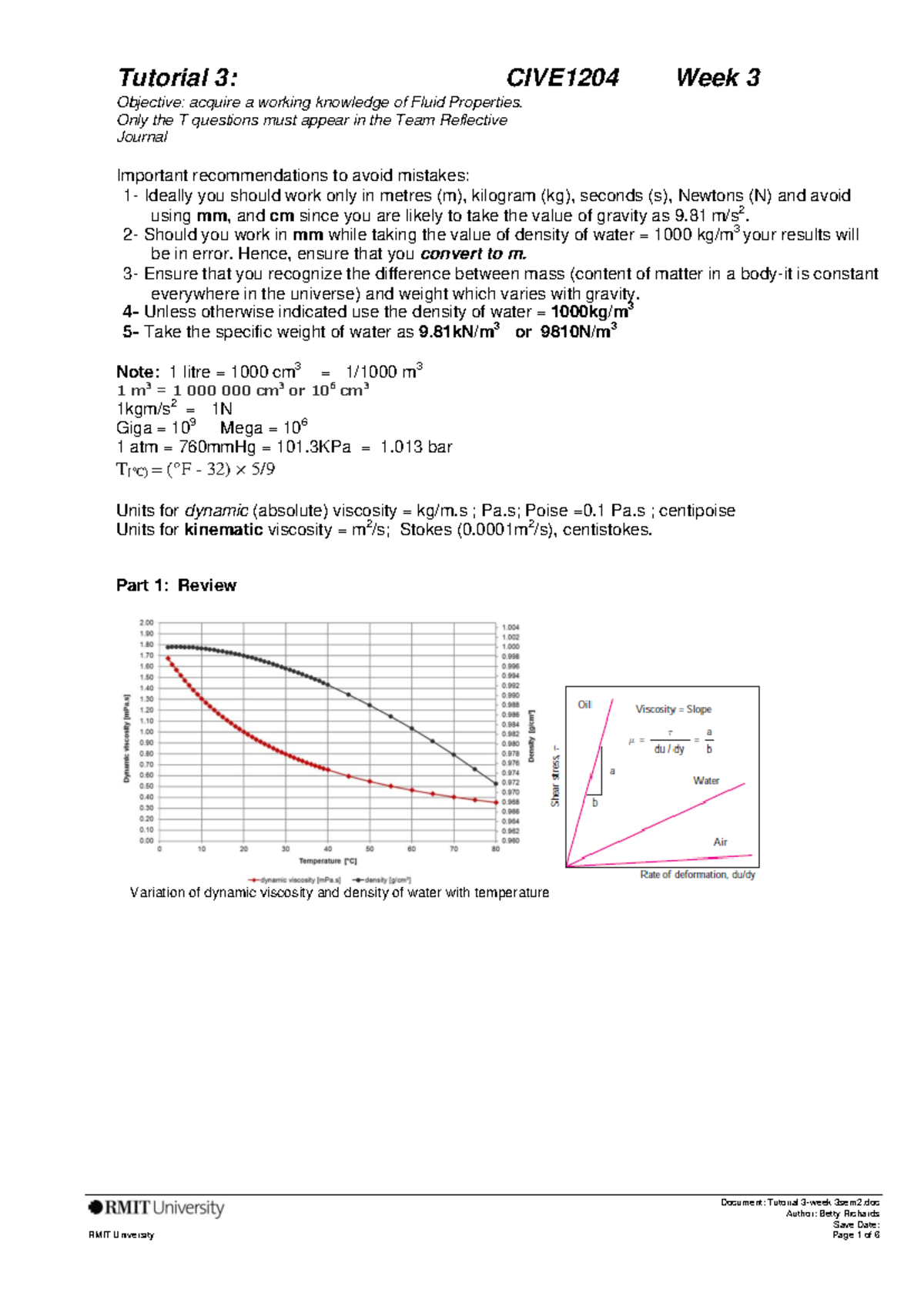 Tutorial 3-week 3 -1 - perfect examples - Document: Tutorial 3-week 3sem2 Author: Betty Richards ...