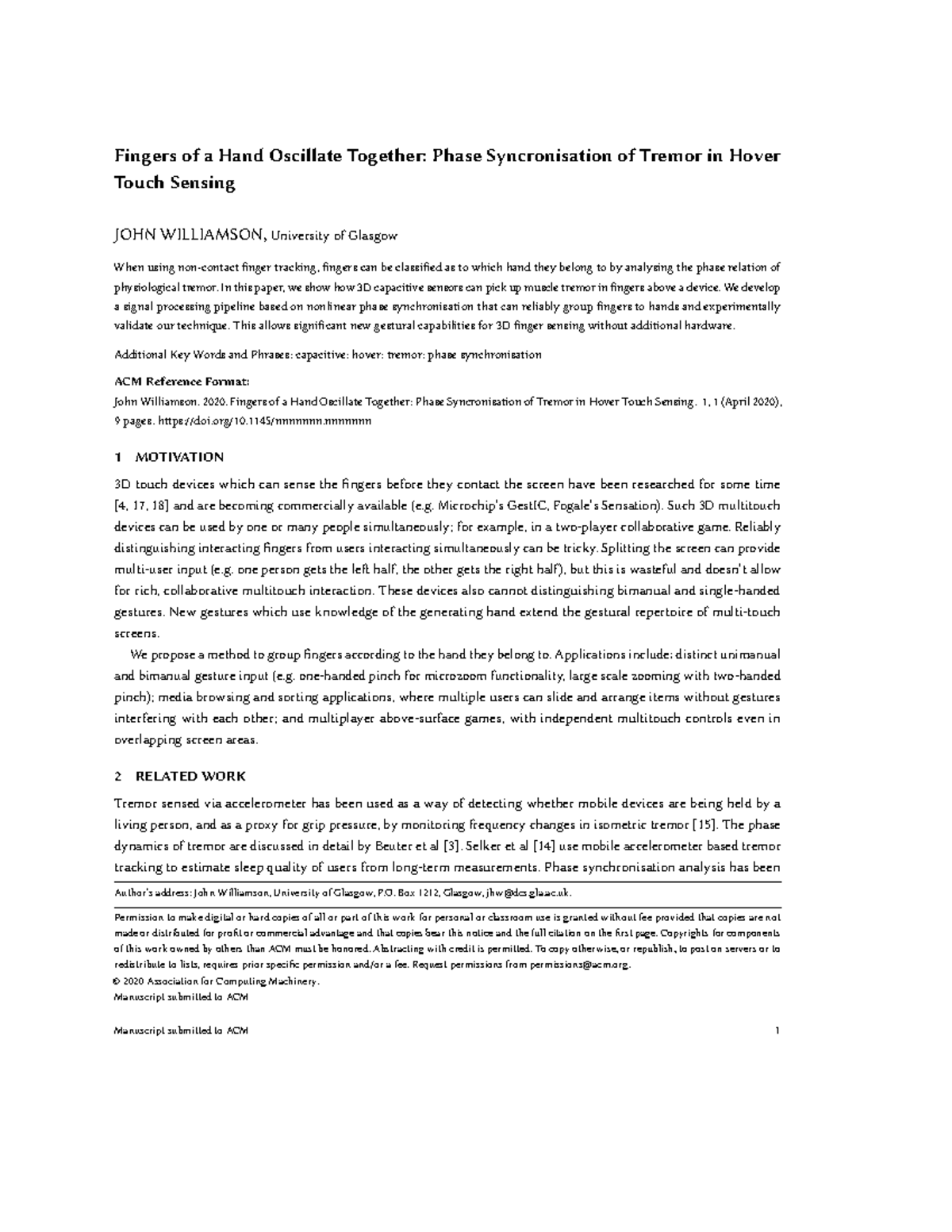 Sample ACE Research Paper - Fingers of a Hand Oscillate Together: Phase ...