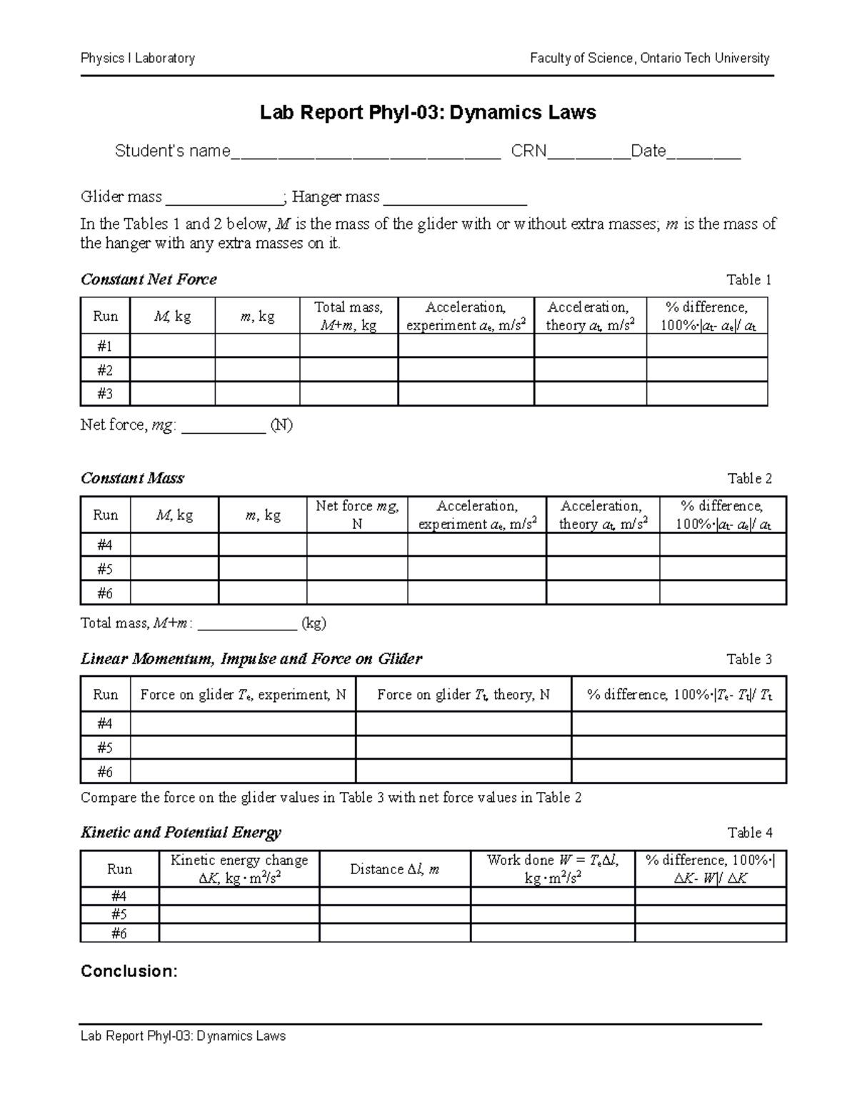Dynamics Report - physics - Physics I Laboratory Faculty of Science ...