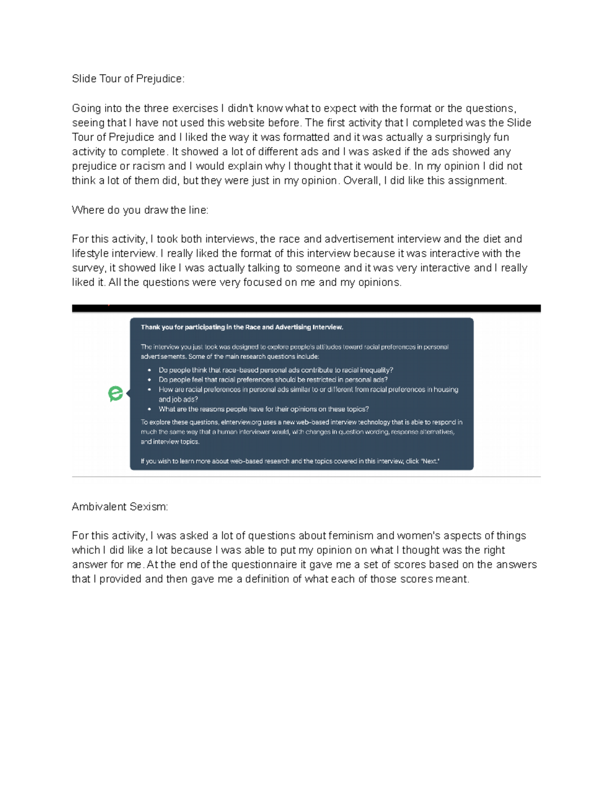 Module 5 reflection assignment 4 - Slide Tour of Prejudice: Going into ...