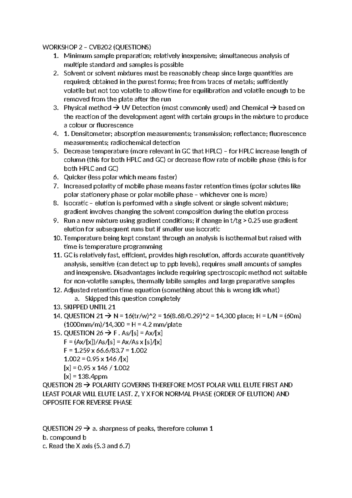 Workshop 2 - WORKSHOP 2 – CVB202 (QUESTIONS) Minimum sample preparation ...