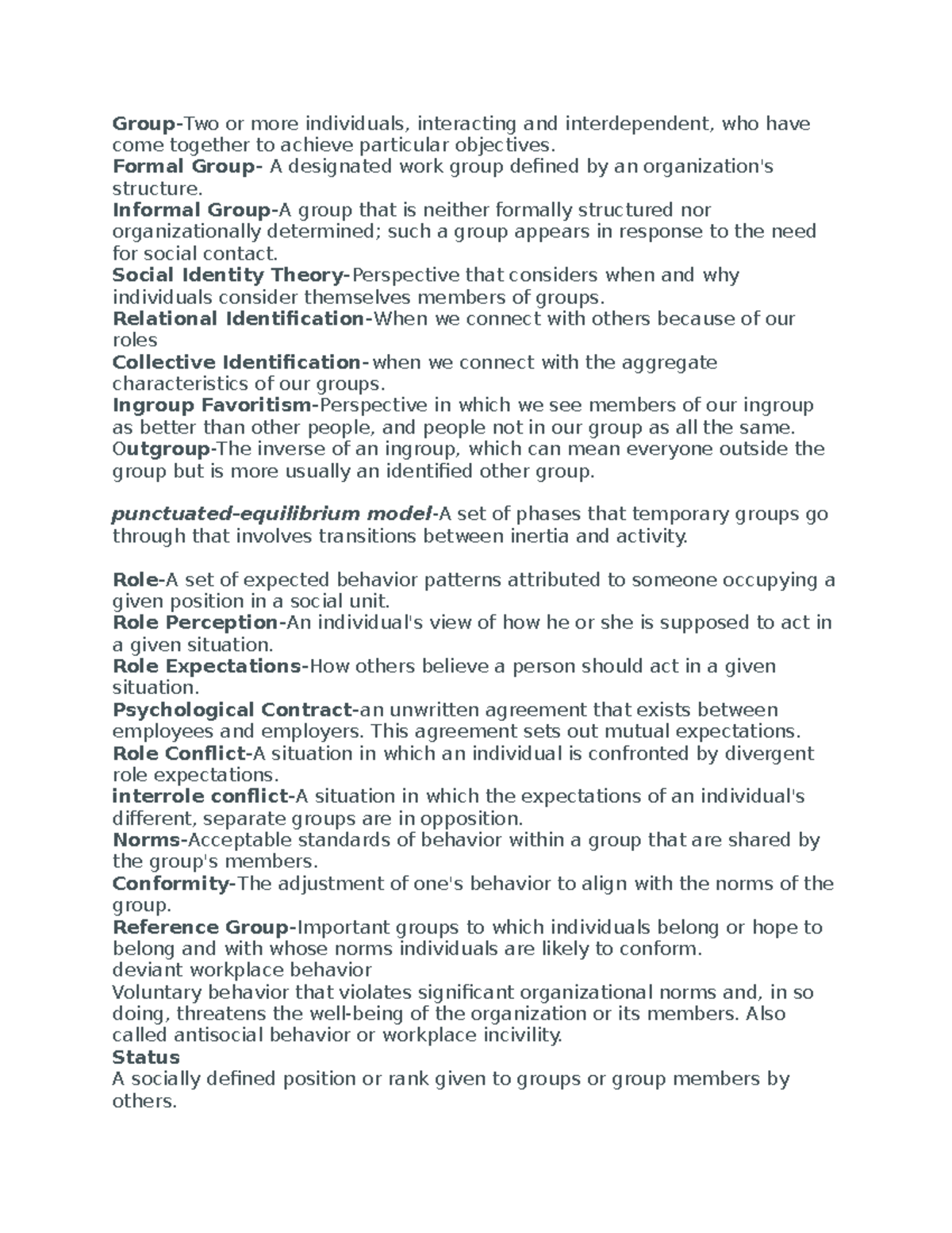 Unit 6 Chapter 9 Terms - Group-Two or more individuals, interacting and ...