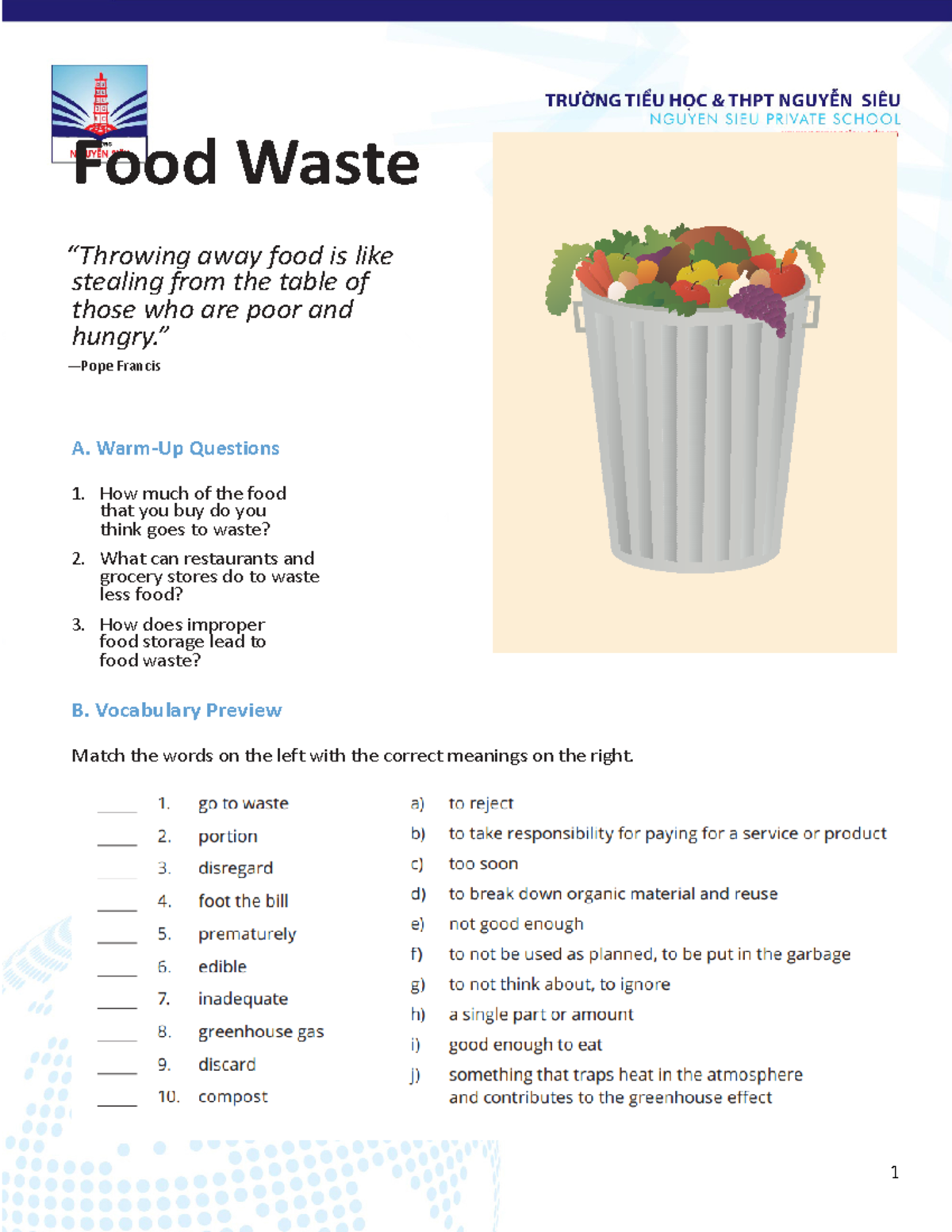 Food Waste - Food Waste “Throwing away food is like stealing from the ...