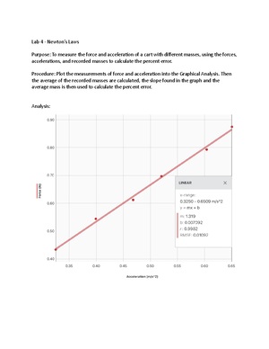 Lab 4 Report 2108 - PHYS 2108 Lab with Dr.Amir Javaid - Lab 4 - Newton ...