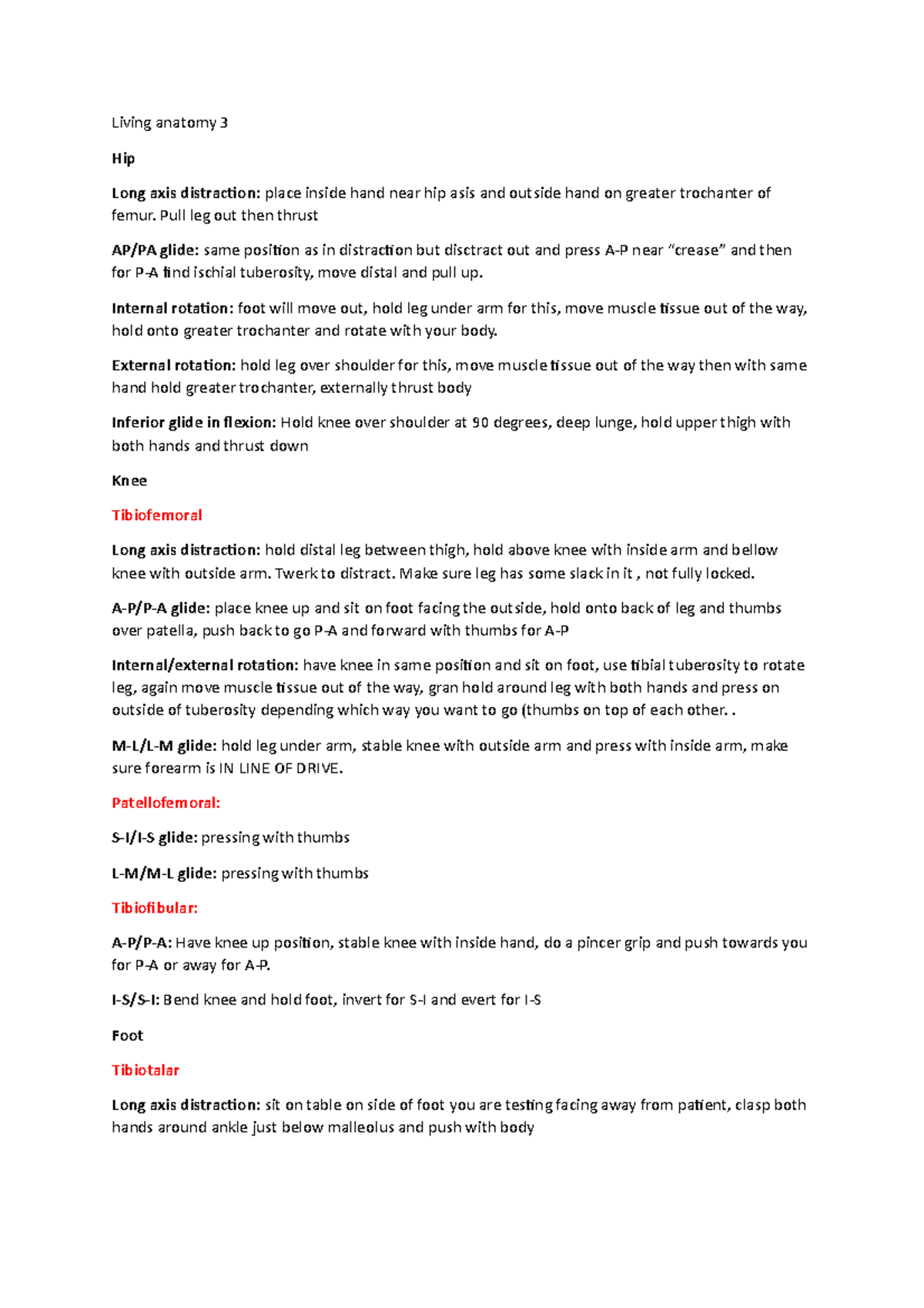 Muscle testing - Living anatomy 3 Hip Long axis distraction: place ...