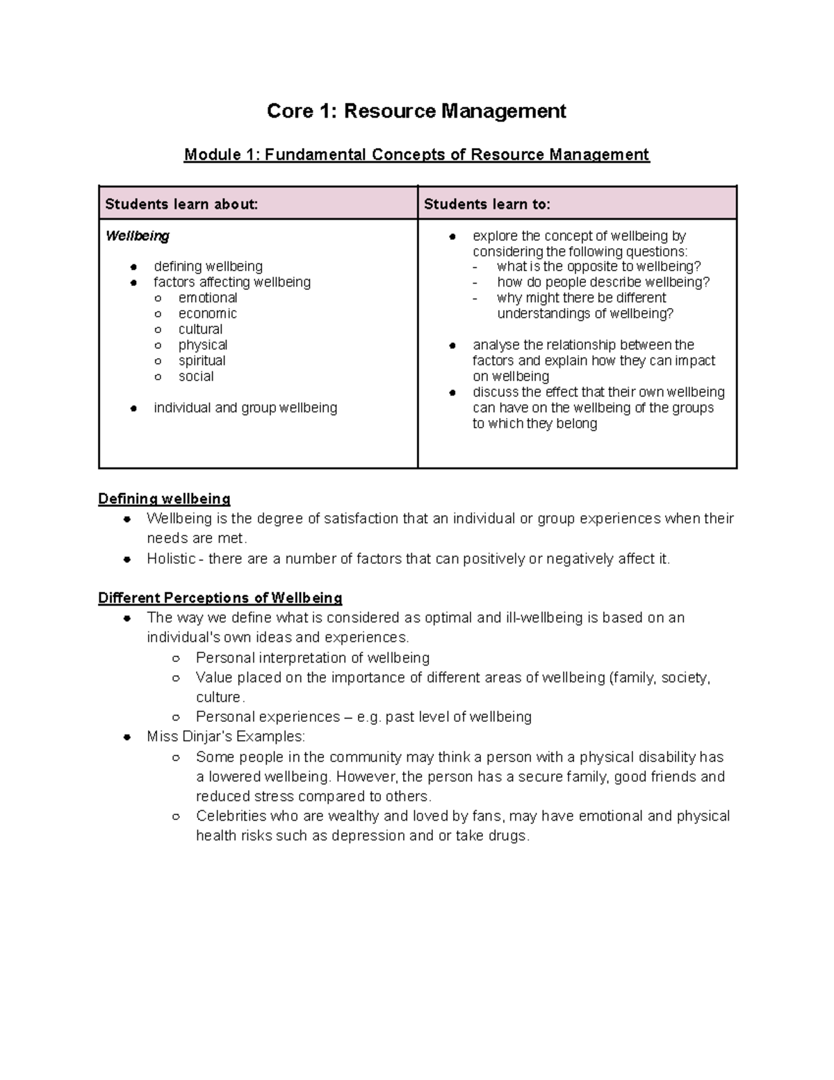 Prelim Core 1 - Resource Management Notes - Core 1: Resource Management ...