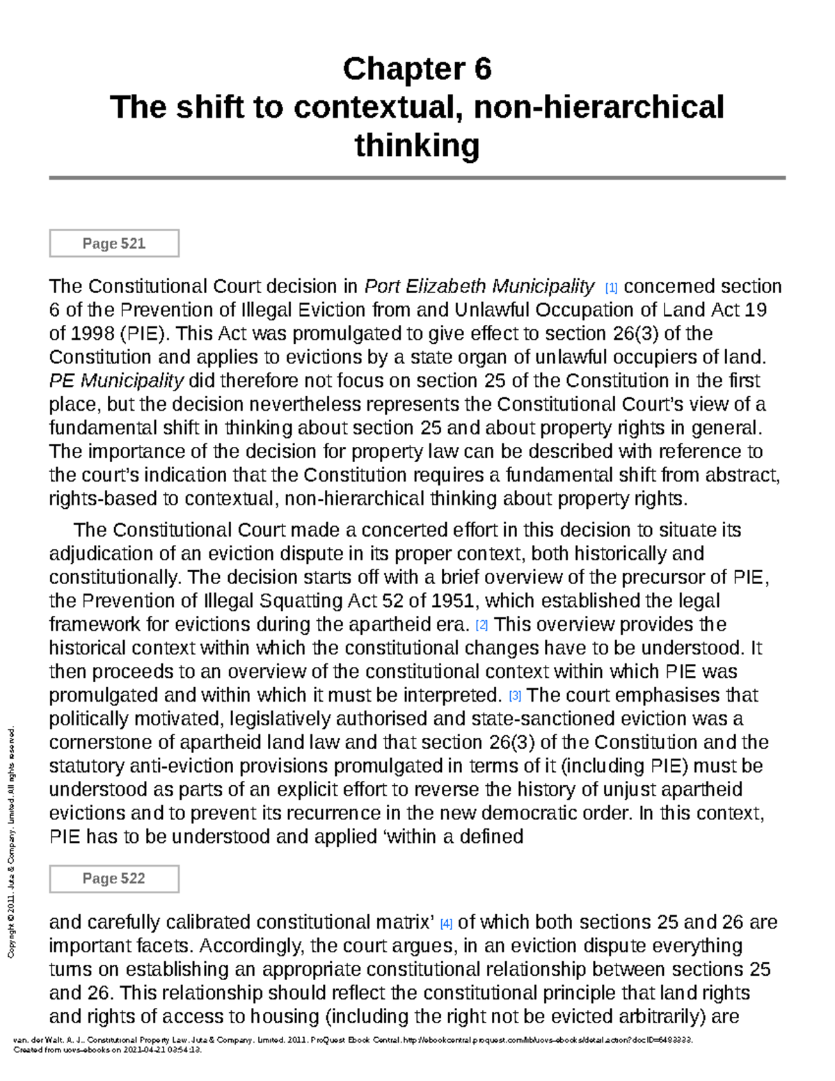 Constitutional Property Law - (Chapter 6 The shift to contextual non-hierarchical thinking ...