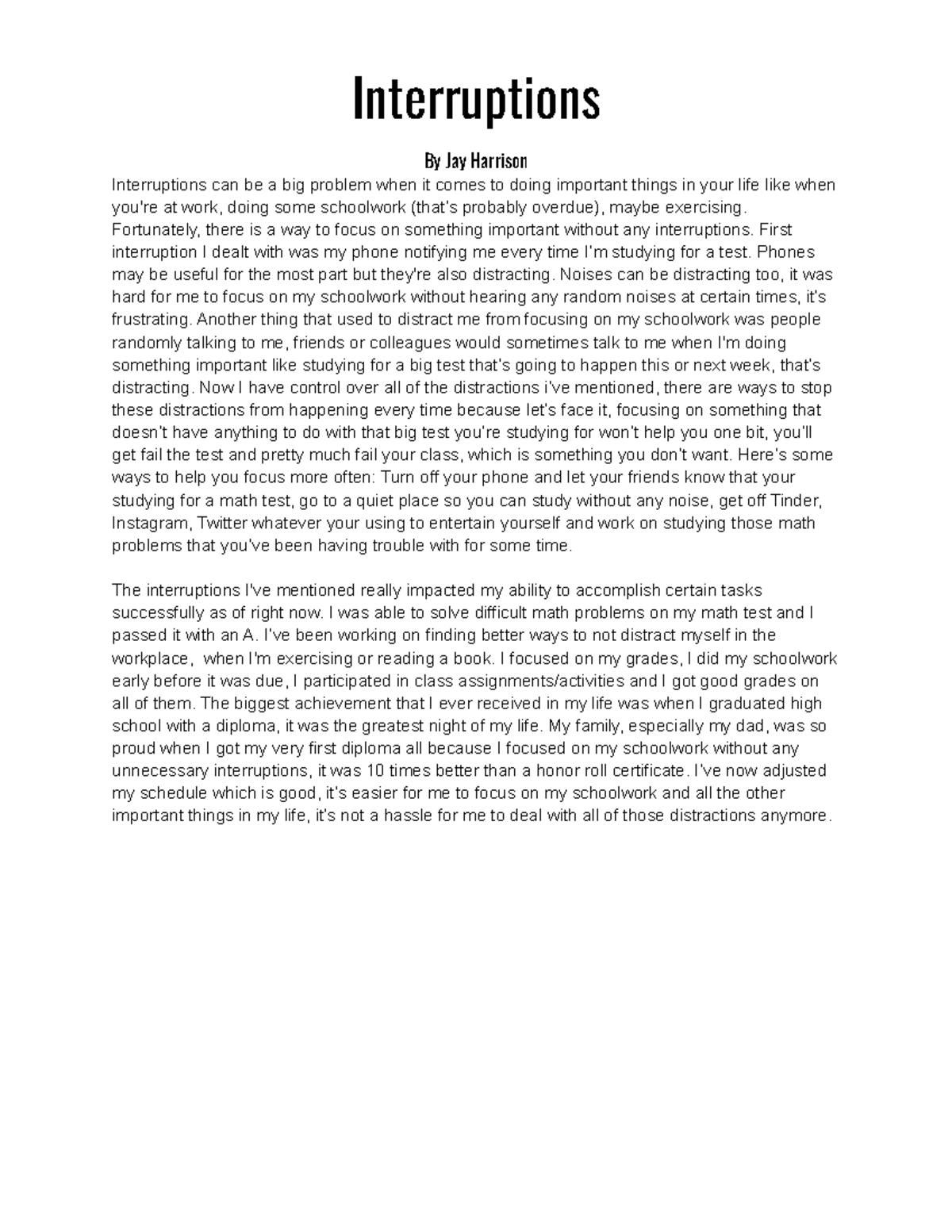 Interruptions - From the January assignments. - Interruptions By Jay ...