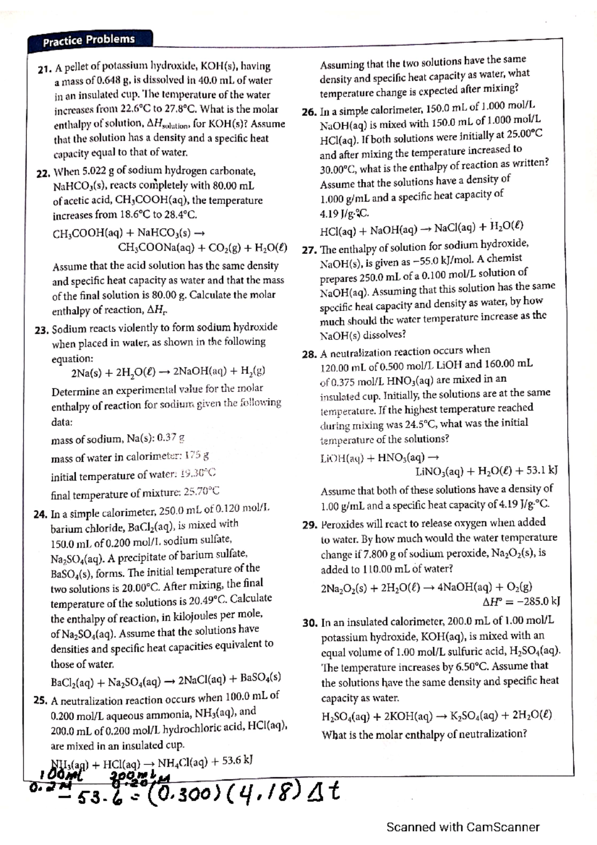 Kami Export - calorimetry problem set - Chem 112 - Studocu