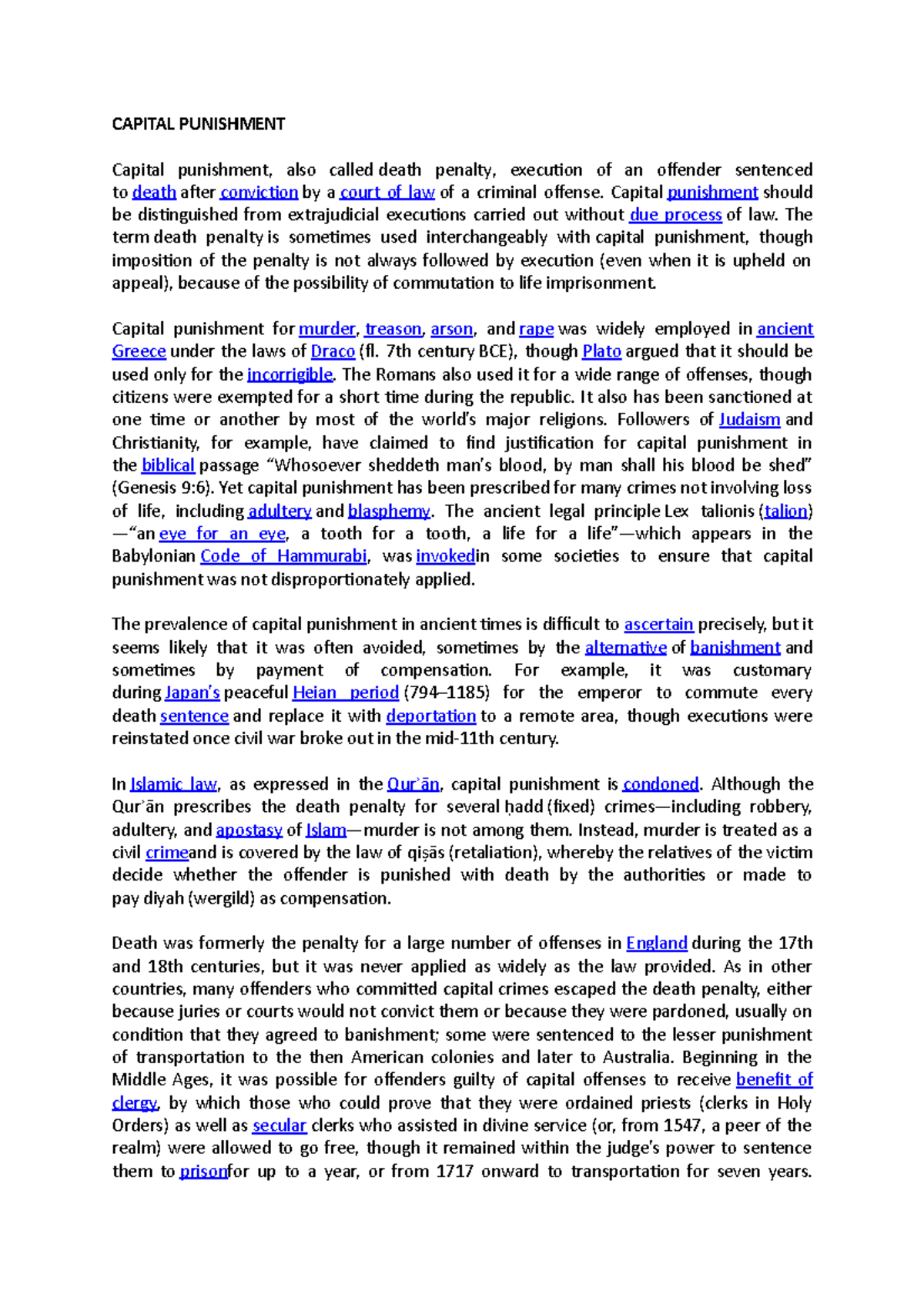 Capital punishment (death penalty) - CAPITAL PUNISHMENT Capital ...