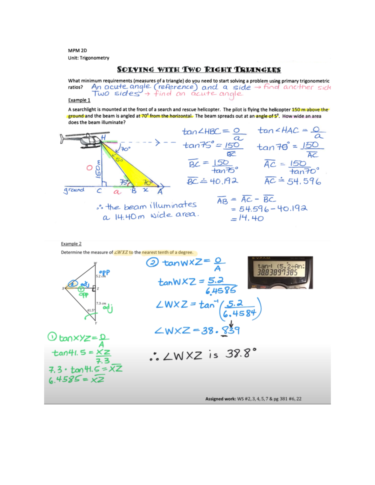 Solving with Two Right Triangles - r - Studocu